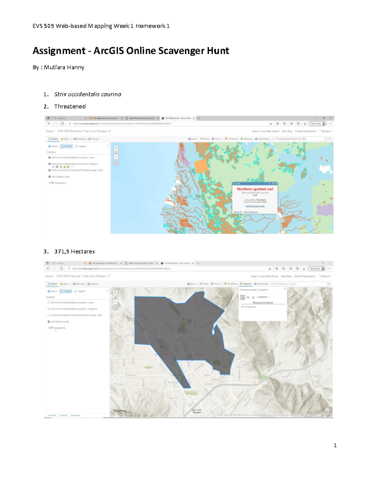 Assignment 1 Arc GIS Online Scavenger Hunt - EVS 509 - 1:40. 5. 688 National Park Service Since ...