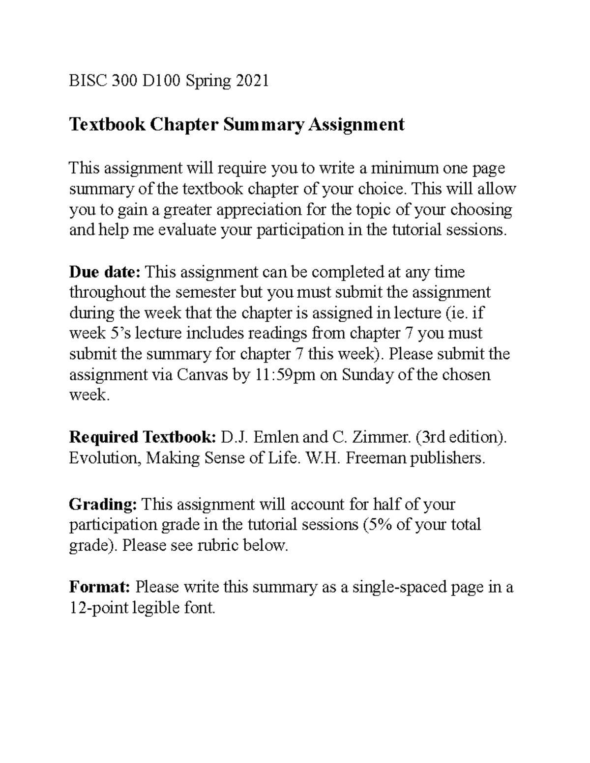 BISC 300-Chapter 16 Summary Assignment-Shagun Tiwari - BISC 300 D100 ...