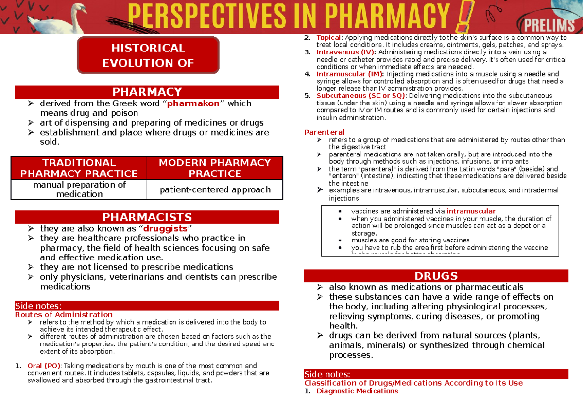 PIPH Prelims - PHARMACY derived from the Greek word “pharmakon” which ...