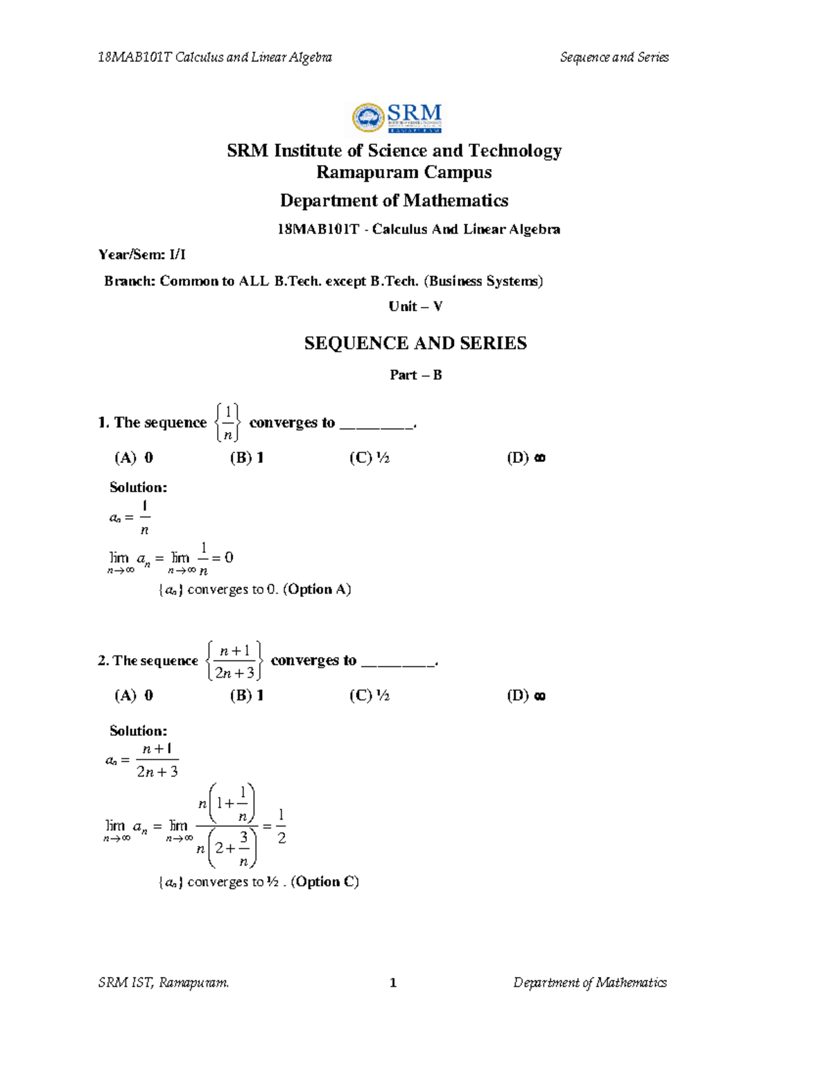 Unit 5 - Part B - SRM Institute of Science and Technology Ramapuram ...