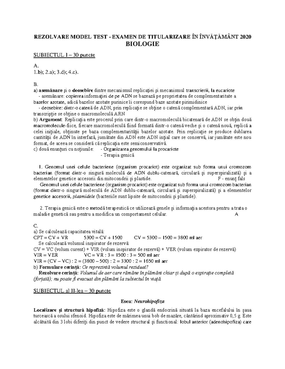 Rezolvare-test-titularizare 2020 - REZOLVARE MODEL TEST - EXAMEN DE ...