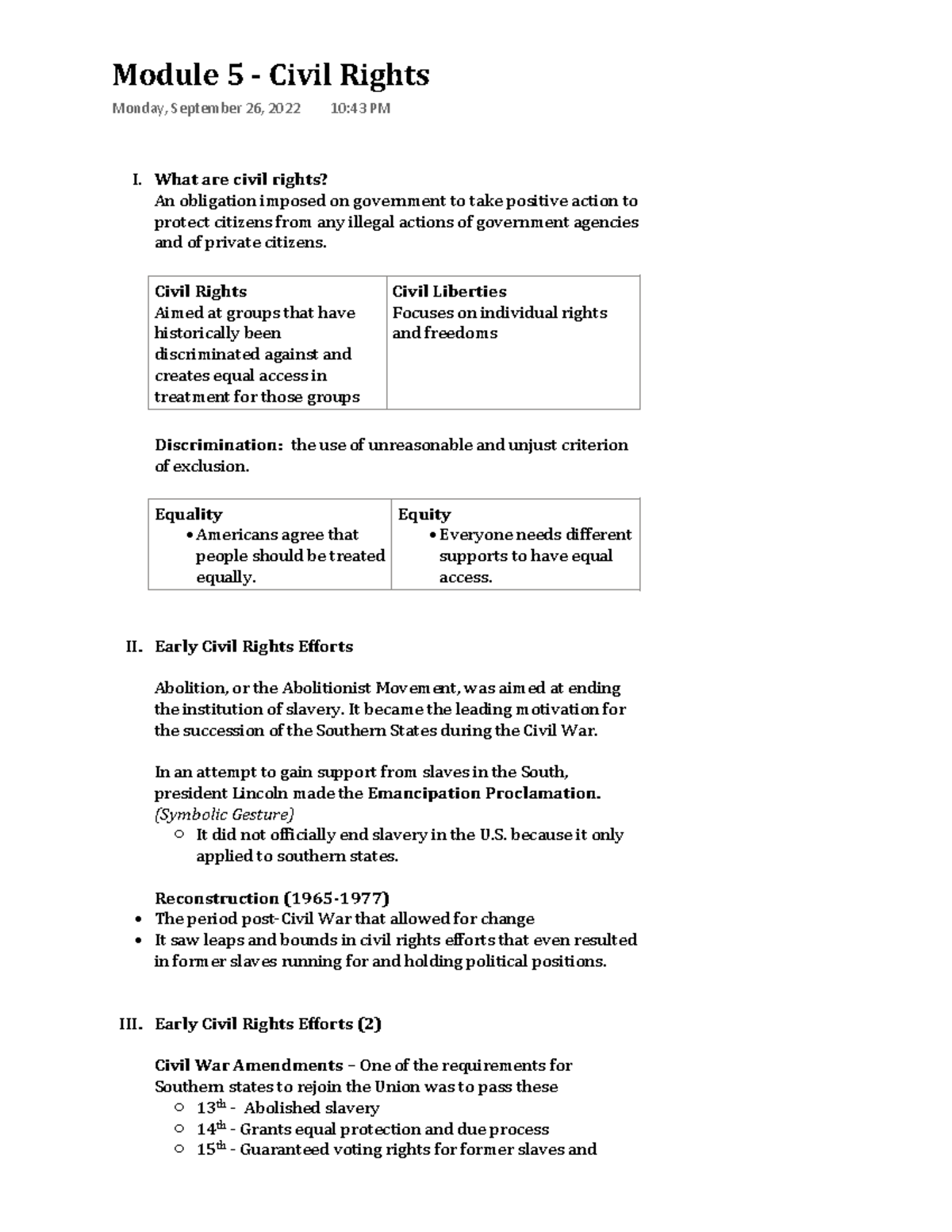 POL1013 - Module 5 - An explanation of what civil rights are and the ...