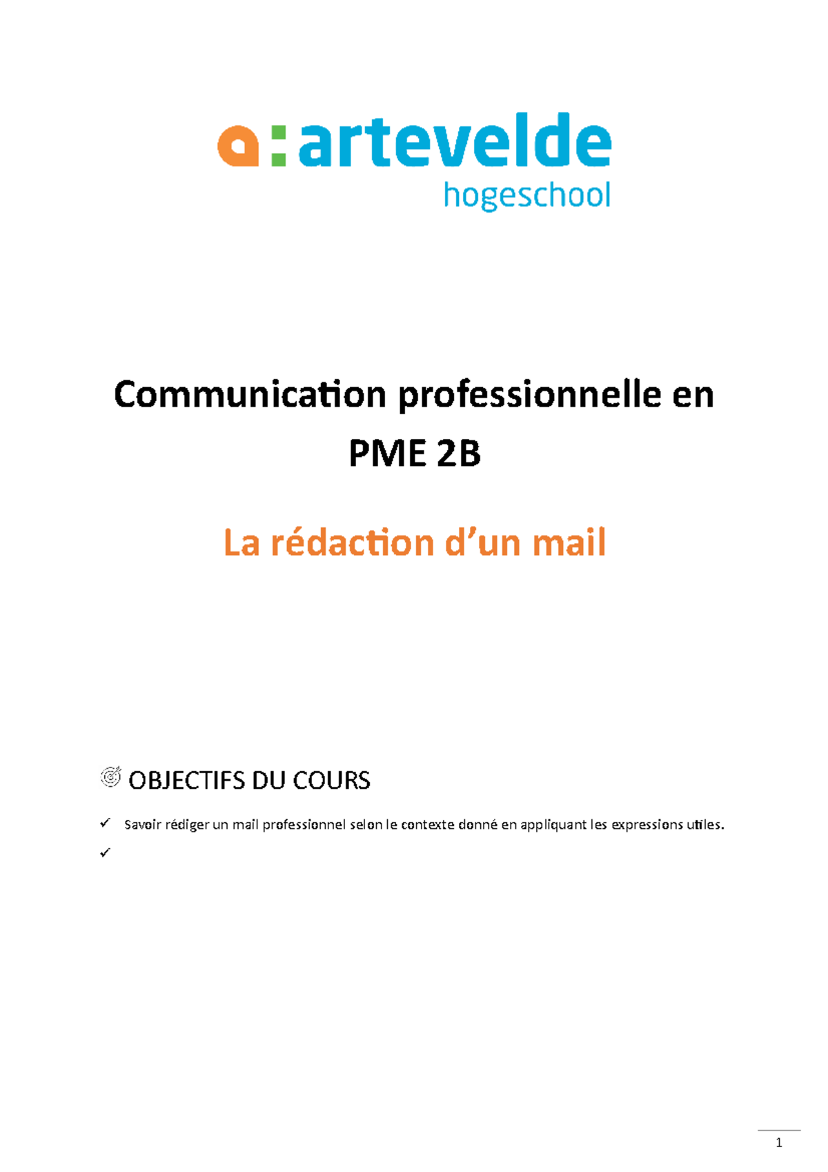 La rédaction d'un mail '21'22 - Communication professionnelle en PME 2B ...