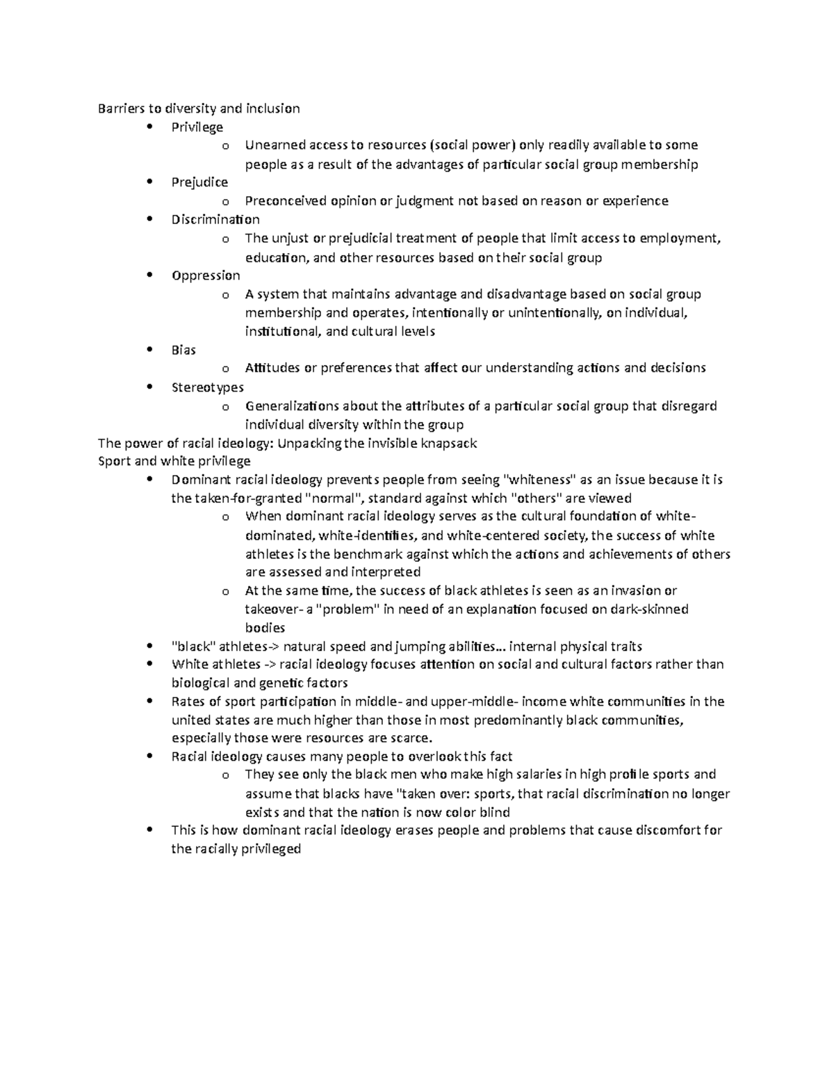 Module 2 Is Sport a White Privilege - Barriers to diversity and ...