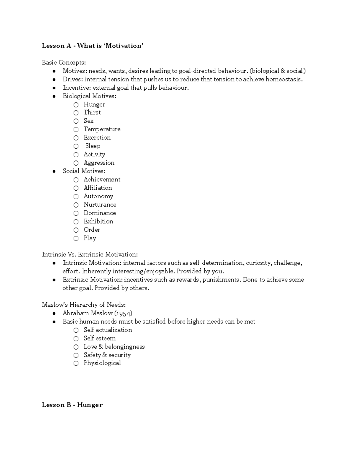 Chapter 10 - Motivation & Emotion - Lesson A - What is ‘Motivation ...