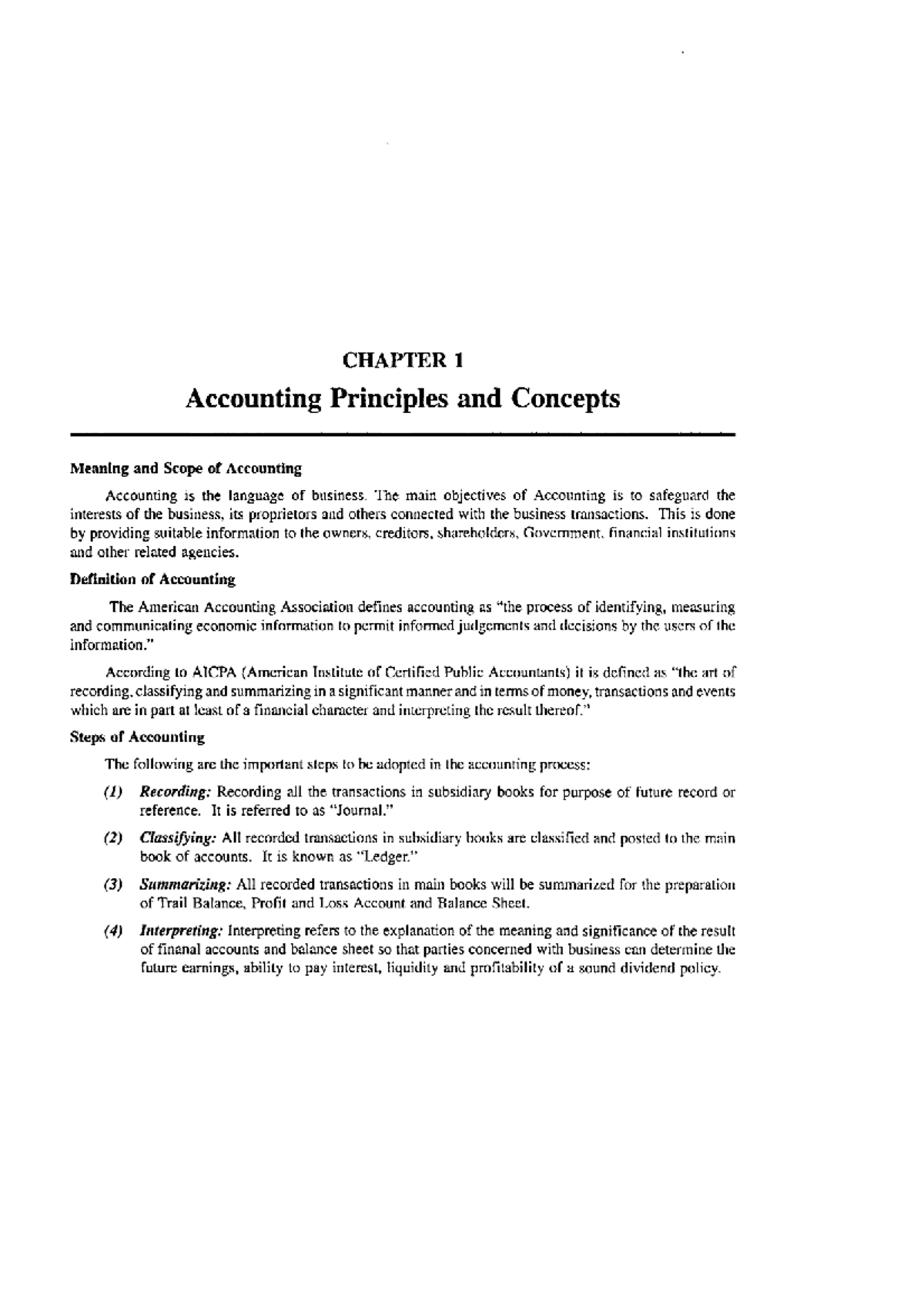 Chapter 1 Accounting Principles and Concepts - ACCT 5018 - Studocu