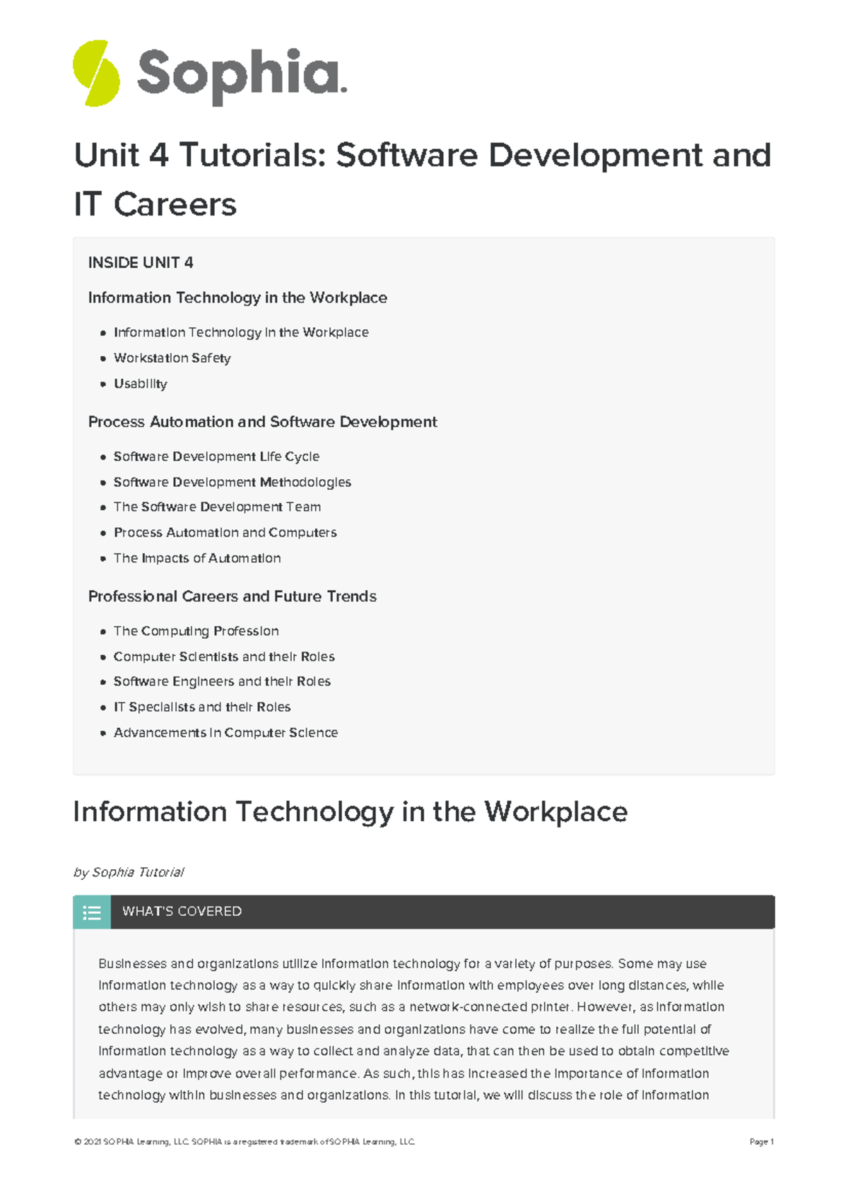 Unit-4-tutorials-software-development-and-it-careers - Unit 4 Tutorials: Software Development ...