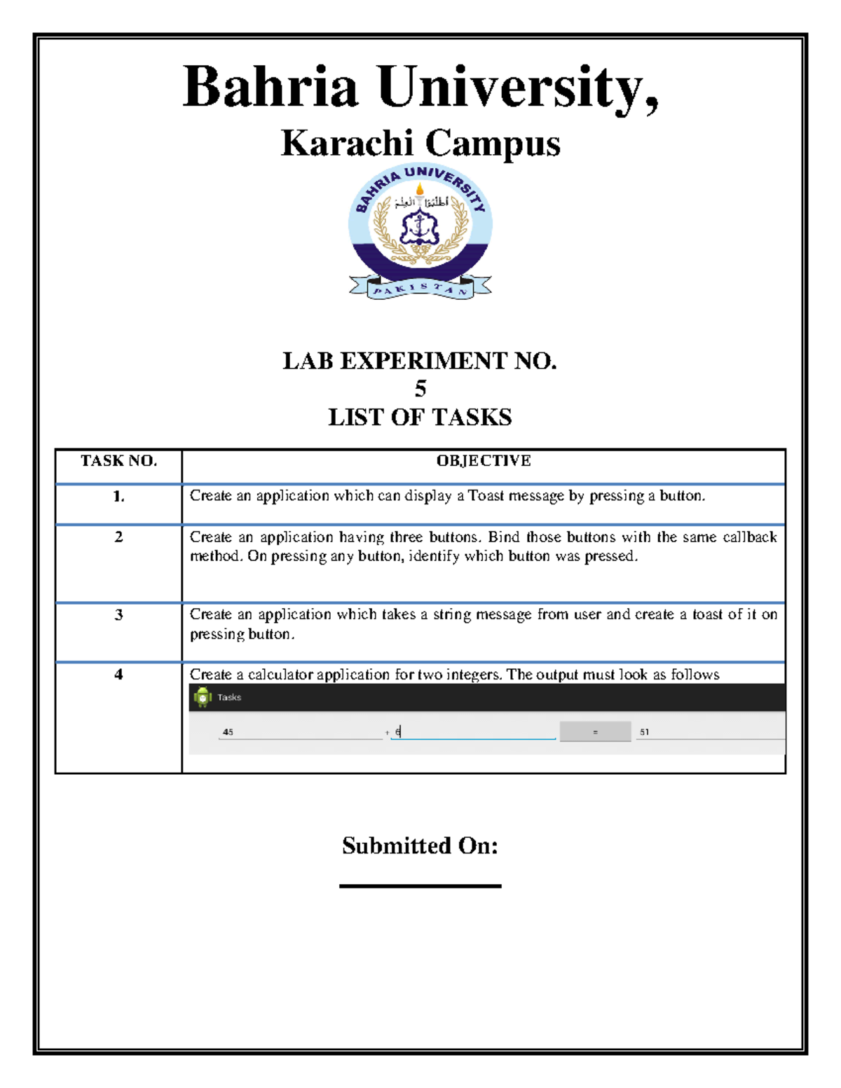 SMD(LAB 5) - This is a Lab Task in which we made an application of a ...
