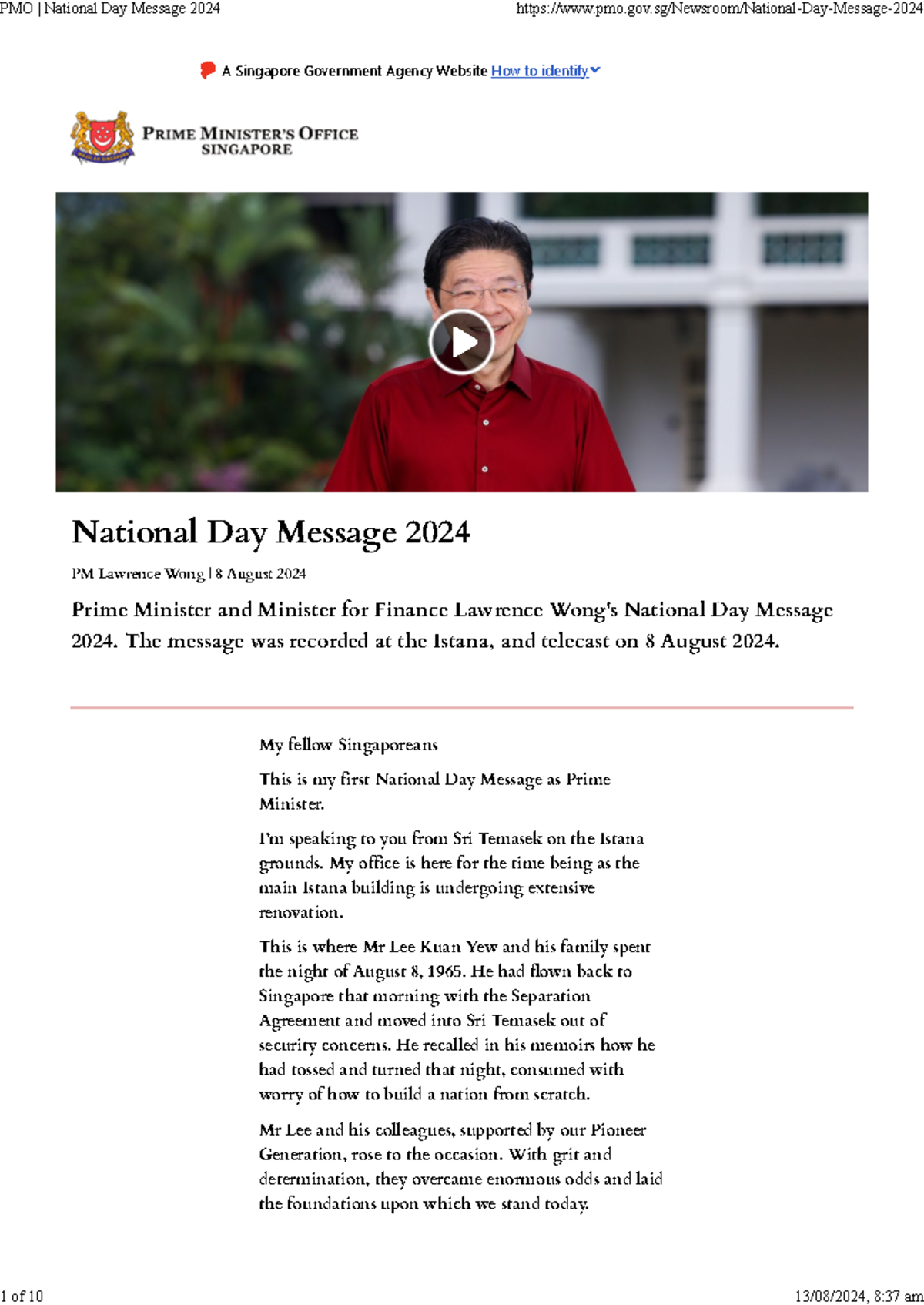 National Day Message - A Singapore Government Agency Website How to ...