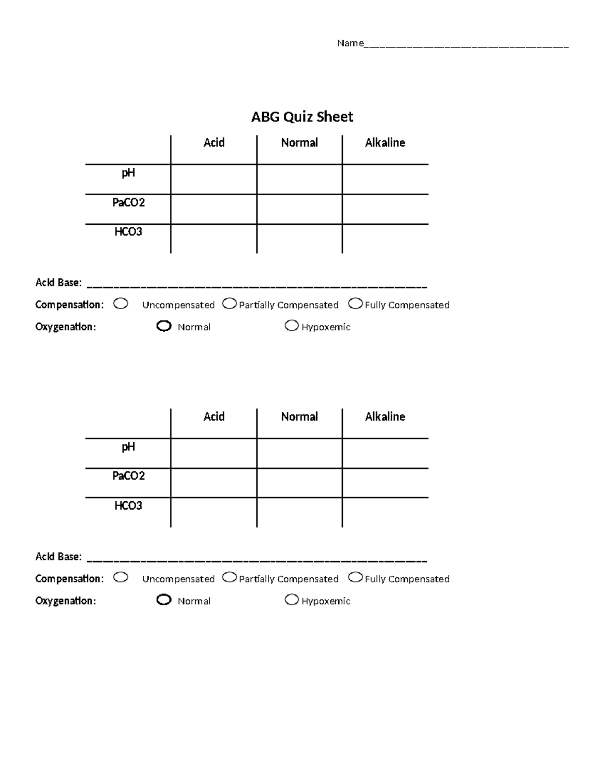 ABG Quiz Sheetrevised 2020(1) - Name ...