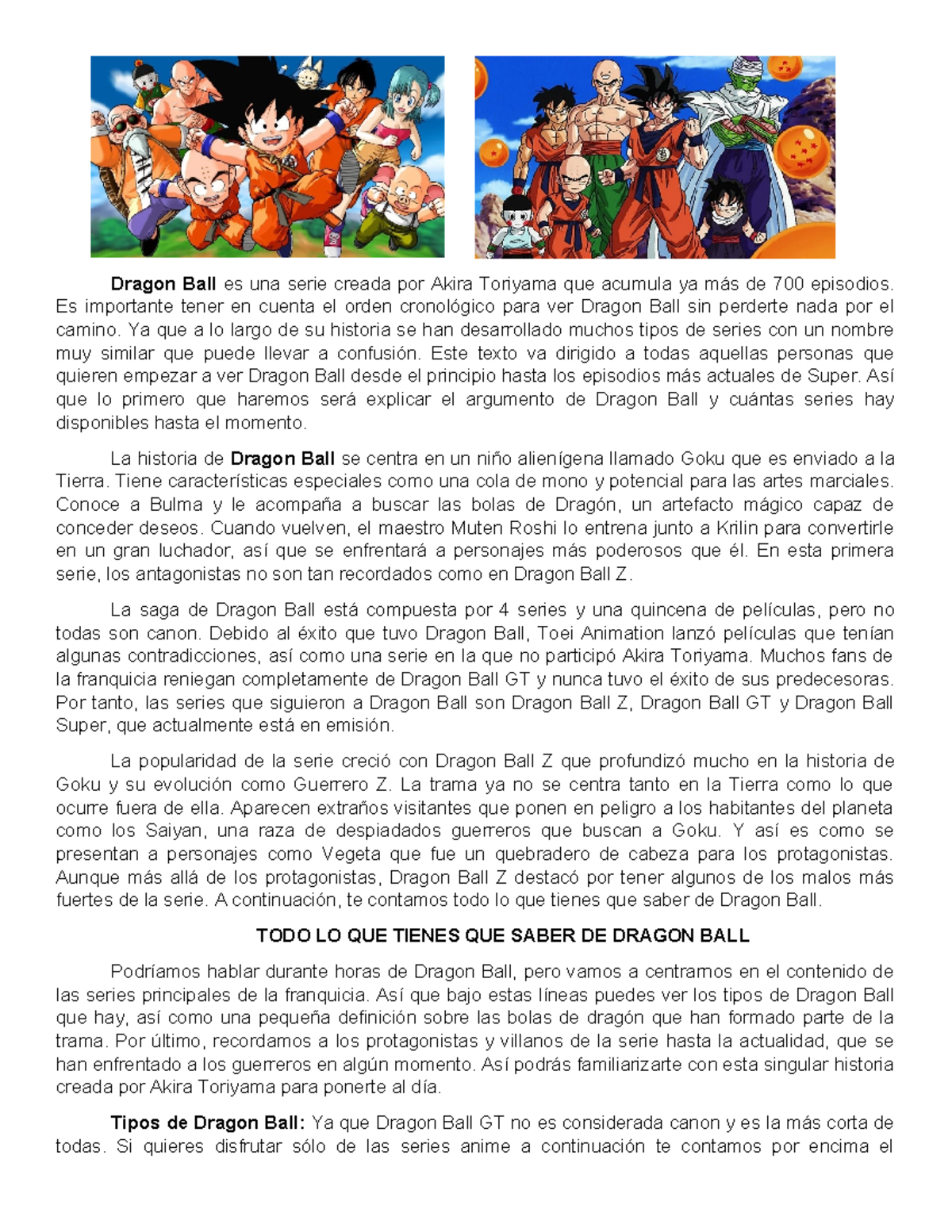 Historia De Dragon Ball Resumen Sahir Dragon Ball Es Una Serie