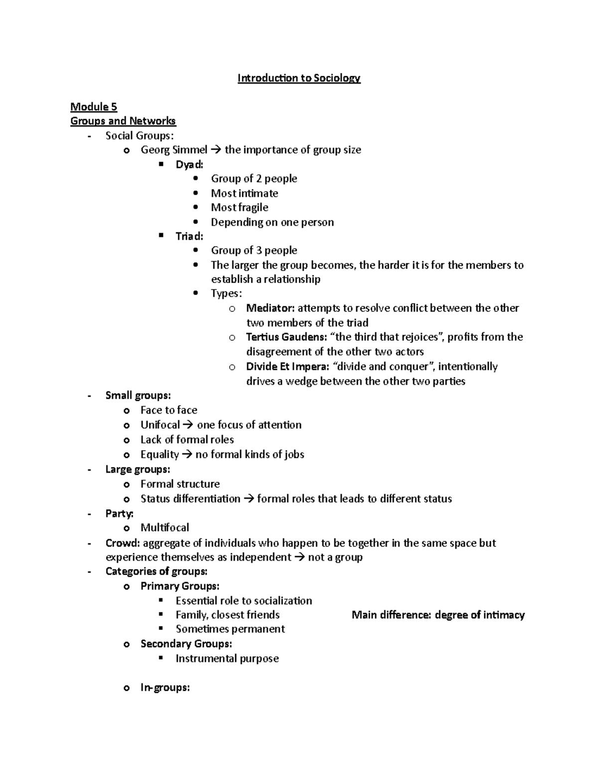 Chapter 5 - Lecture Notes: Groups and Networks - Introduction to ...