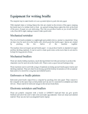 Brailles - NOTES - Braille Braille is a system of raised dots that can ...