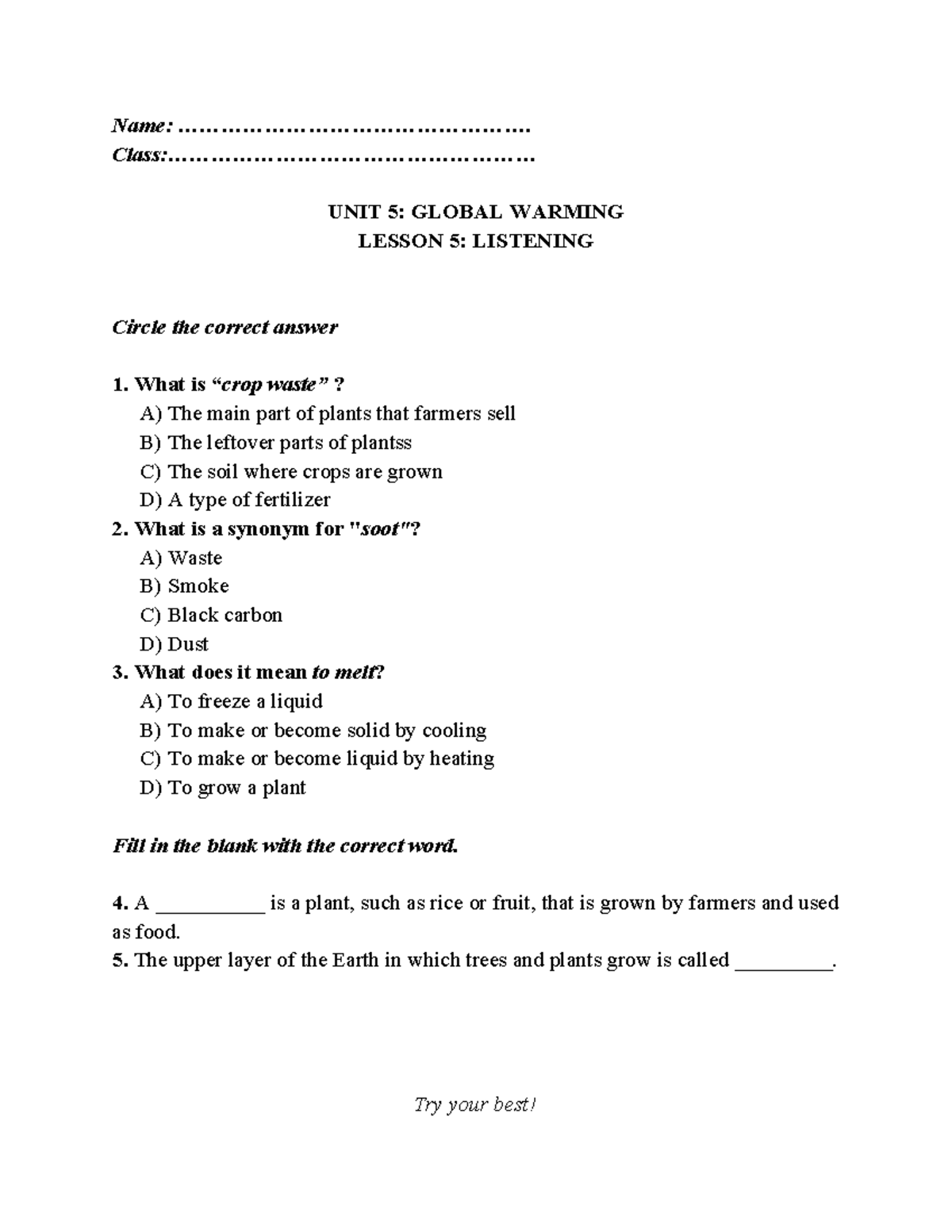 Handout vocab - Name ...