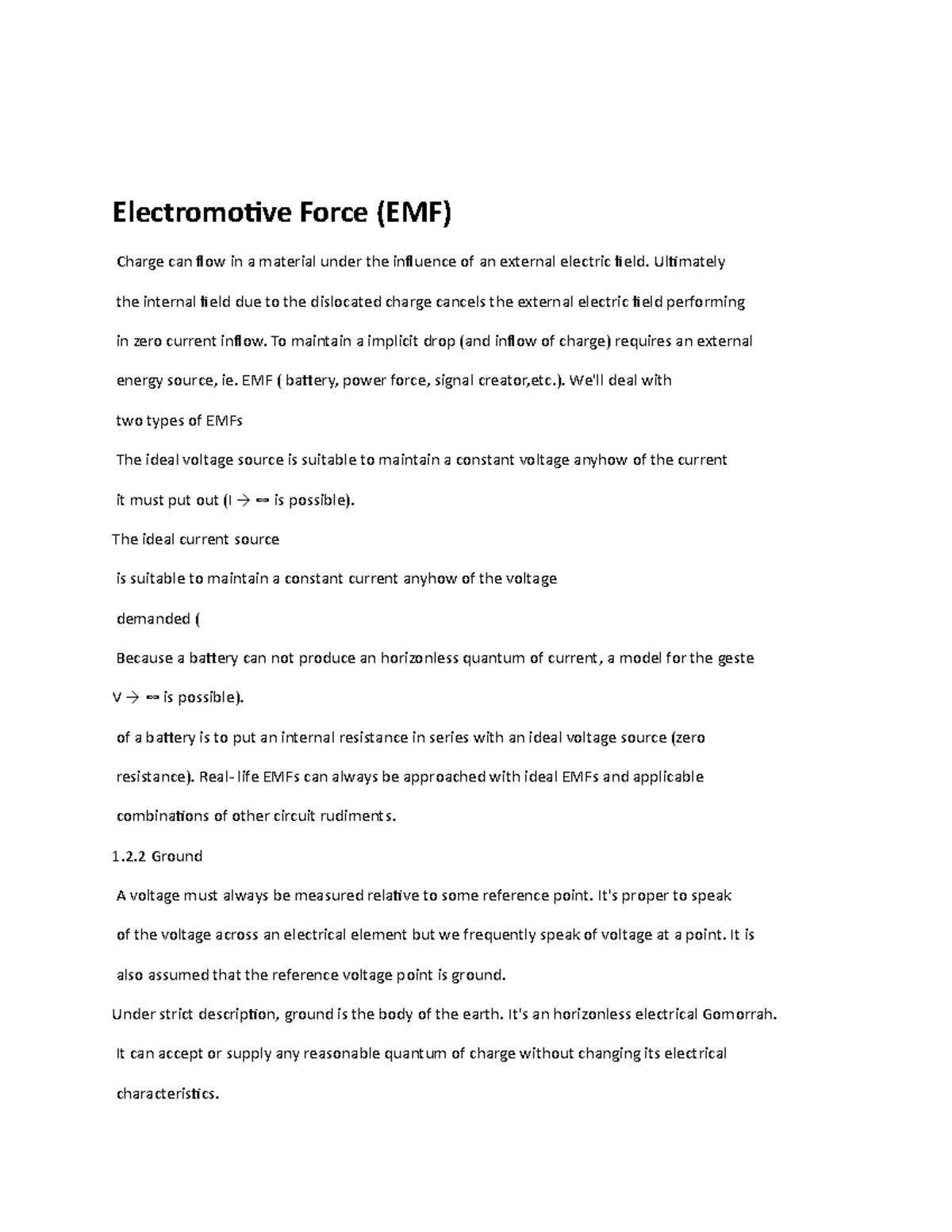 Electromotive Force (EMF) - Electromotive Force (EMF) Charge can flow ...
