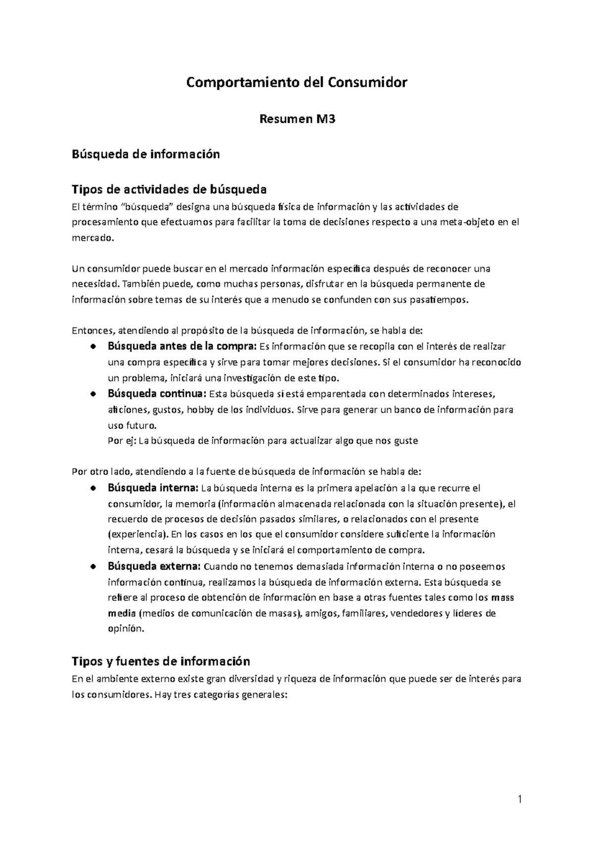 Comportamiento del Consumidor M3 - Comportamiento del Consumidor Resumen M Búsqueda de ...
