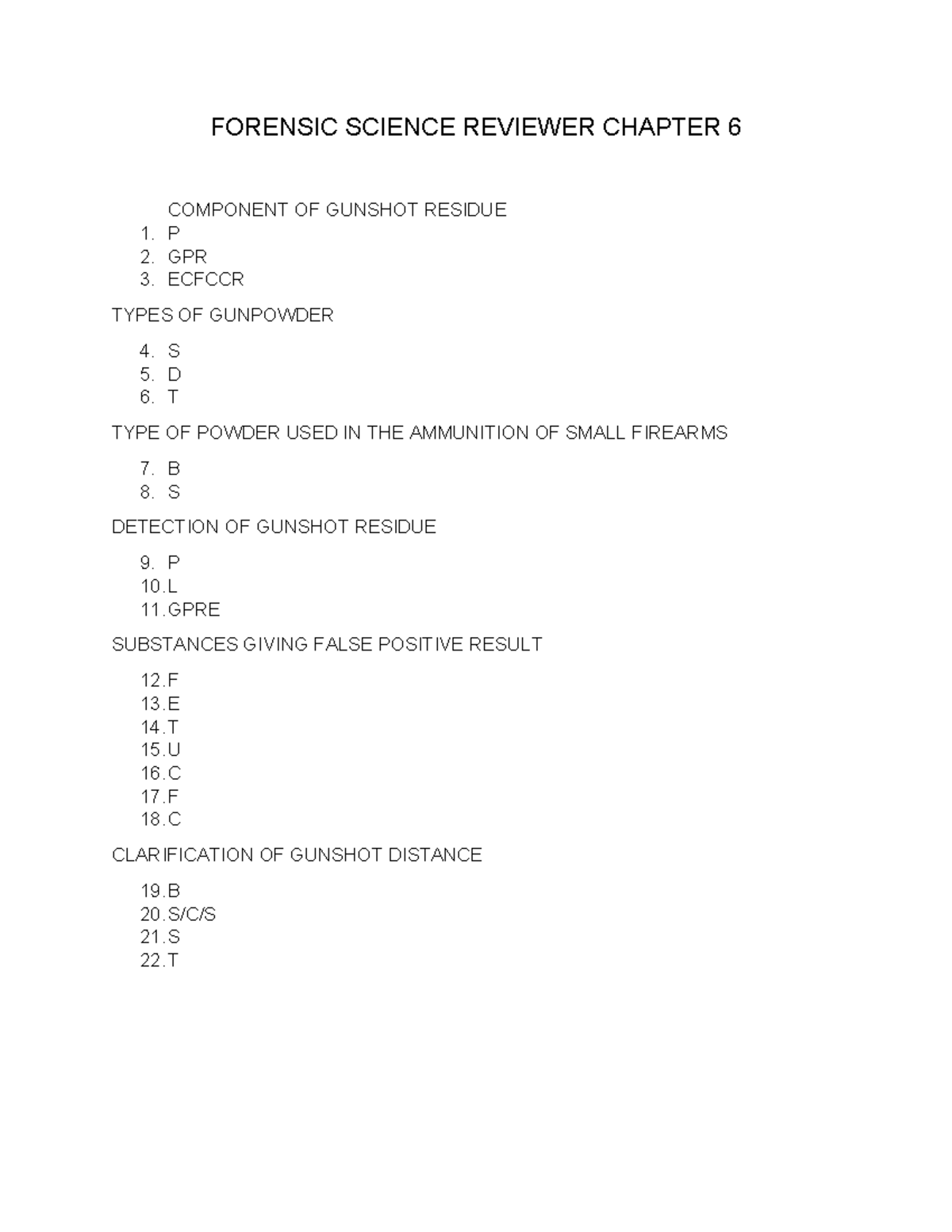 Fornsic reviewer - Notes - FORENSIC SCIENCE REVIEWER CHAPTER 6 ...
