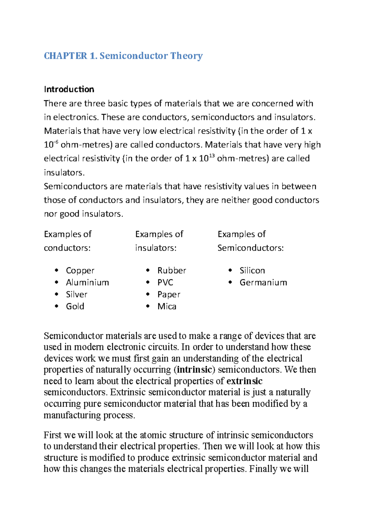 CHAP 1 semiconductor theory - CHAPTER 1. Semiconductor Theory ...