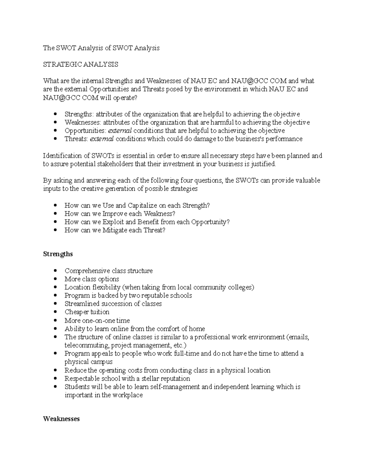 Public Relations Campaign: SWOT Analysis - The SWOT Analysis of SWOT ...