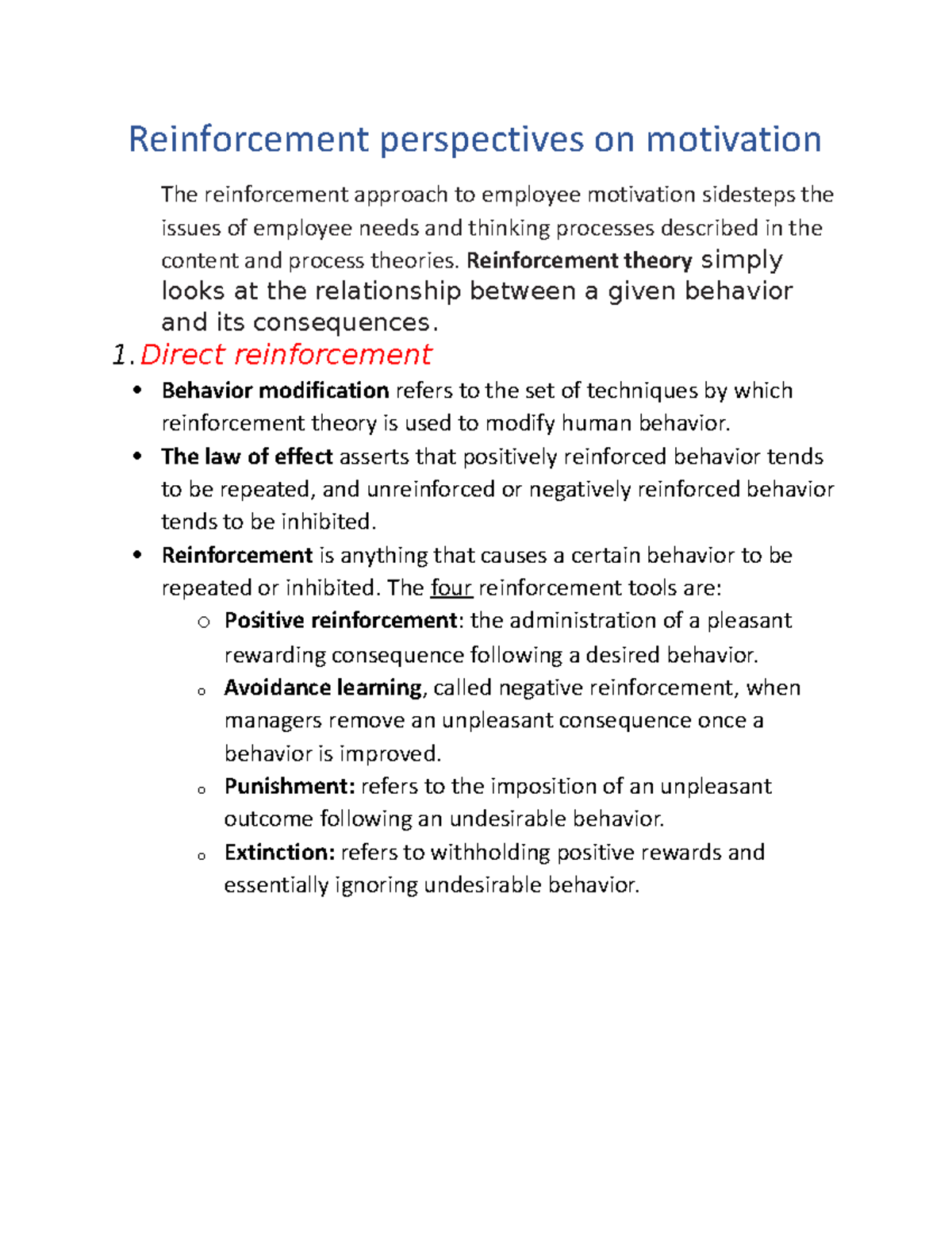 Reinforcement perspective on motivation - Reinforcement theory simply ...