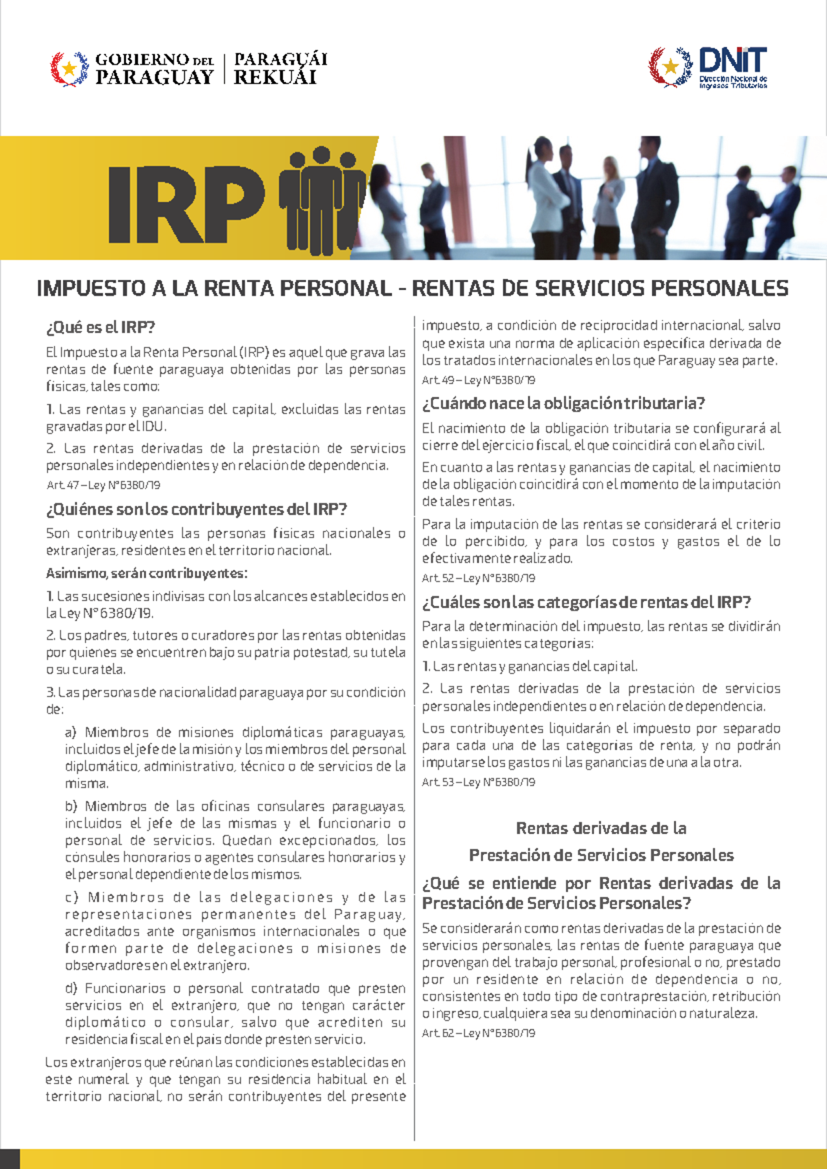 IRP RSP Cartilla 6 - IMPUESTO A LA RENTA PERSONAL - RENTAS DE SERVICIOS PERSONALES ¿Qué es el ...