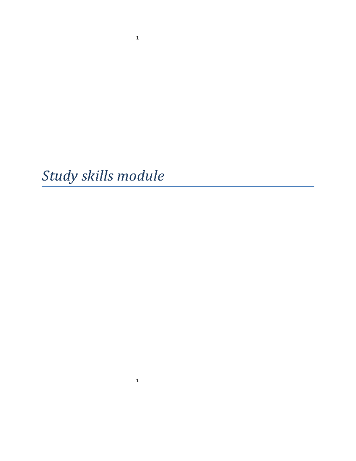 Study skill assignment - 1 Study skills module Table of Contents - Studocu