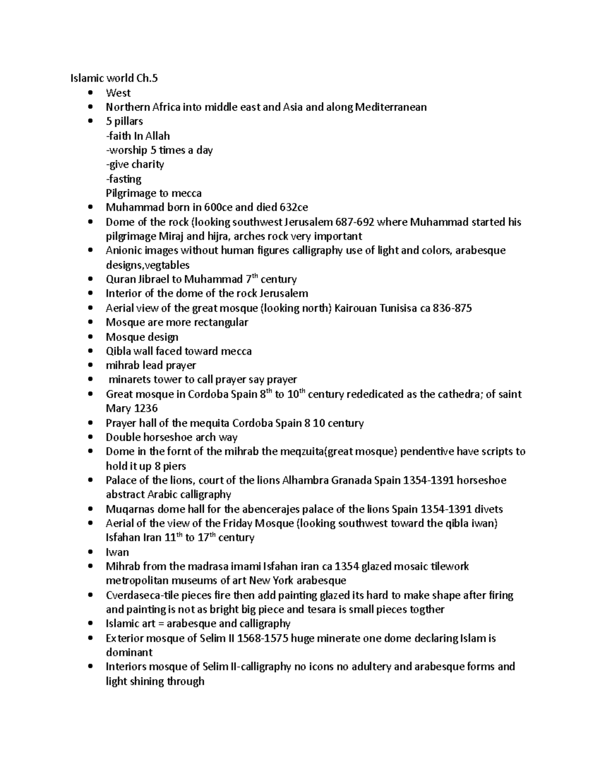 Art HIstory 5 - This is about the Islamic chapter. - Islamic world Ch ...