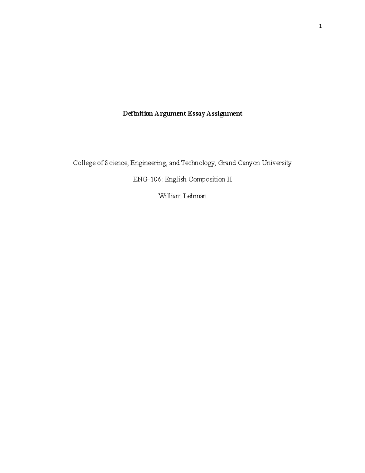 Definition Argument Essay Assignment - Definition Argument Essay ...