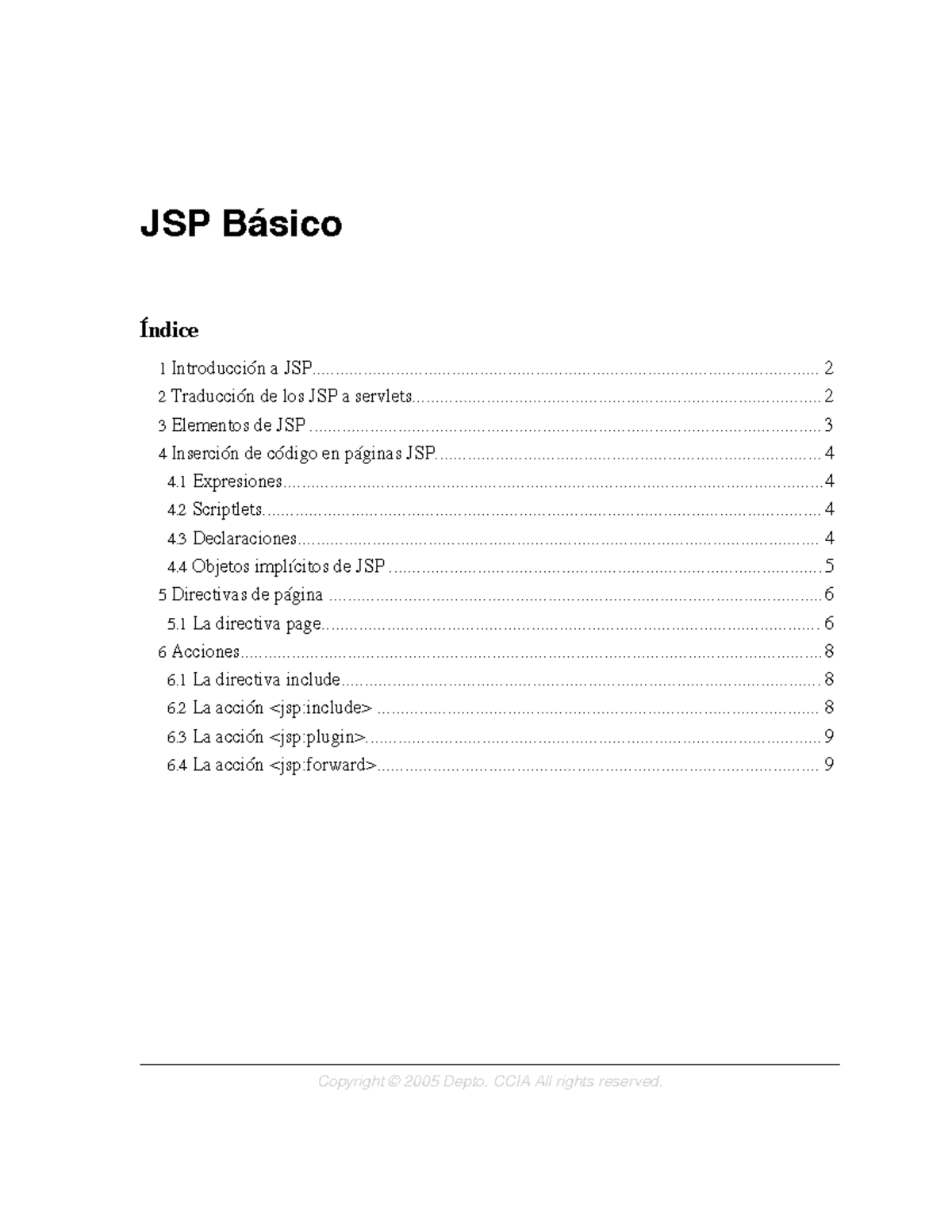 JSP Básico - Apuntes para trabajar con Java Server Pages - Índice 1 ...