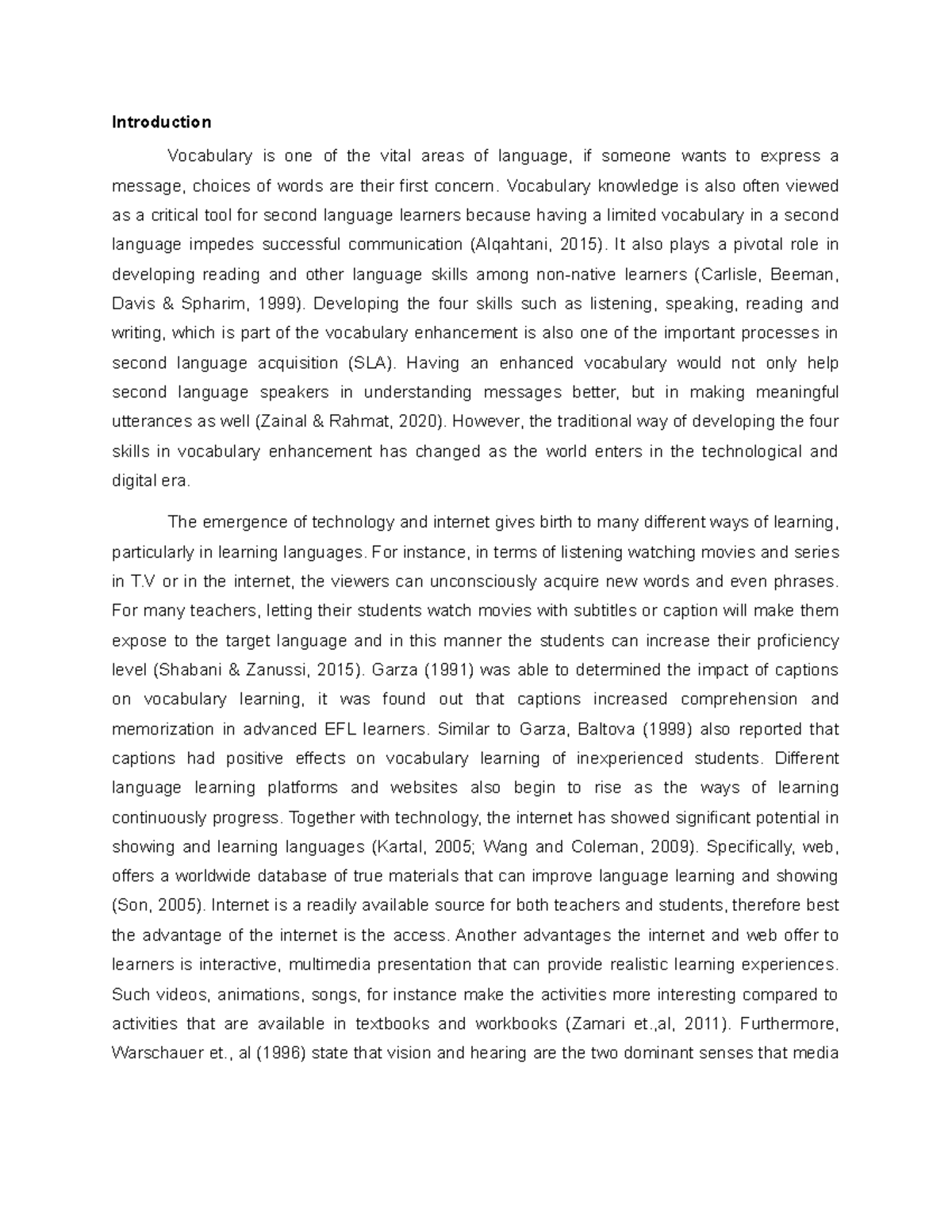 Introductionnn - asffasfbsdf - Introduction Vocabulary is one of the ...