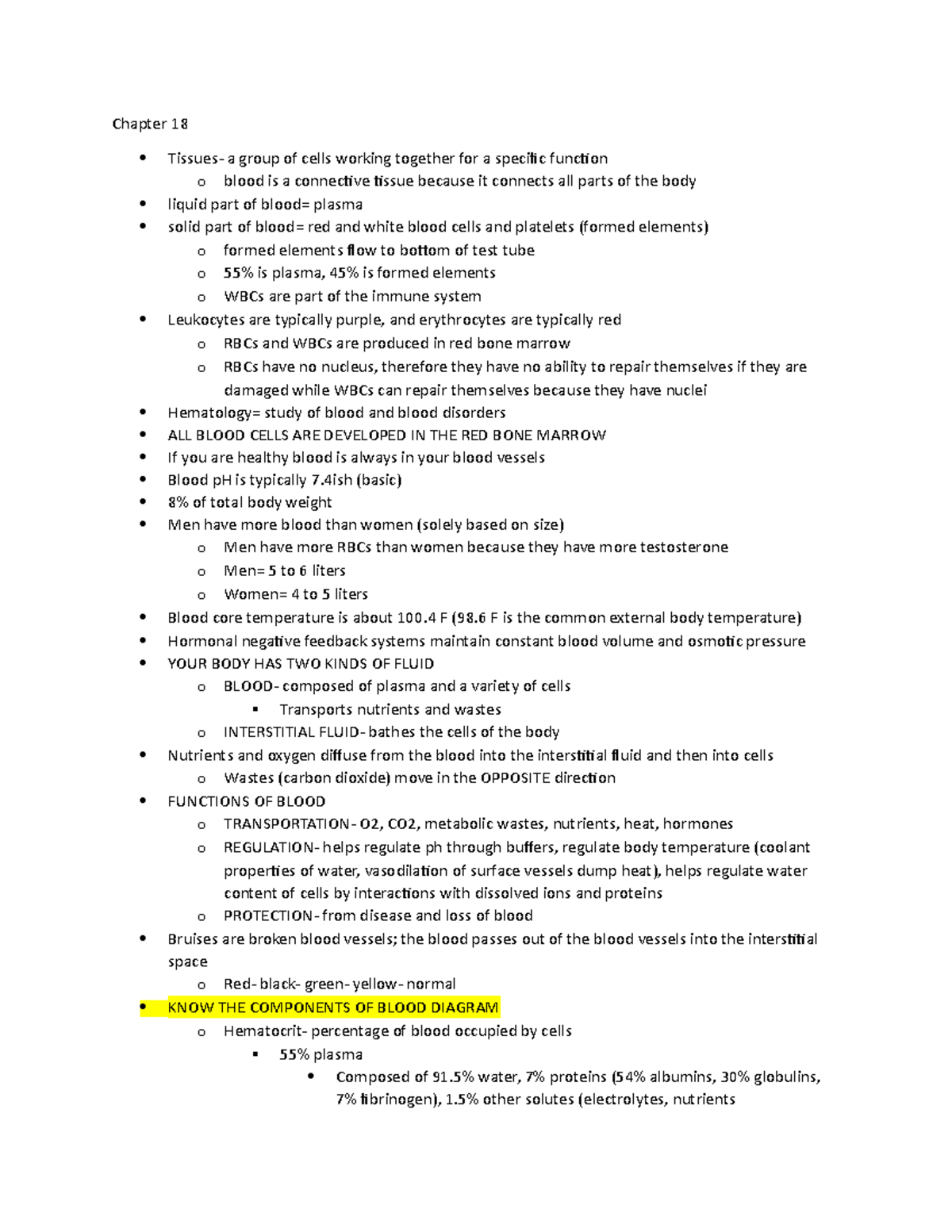 Exam 1 - Professor Corbin's course. Notes include chapters 18-21 ...