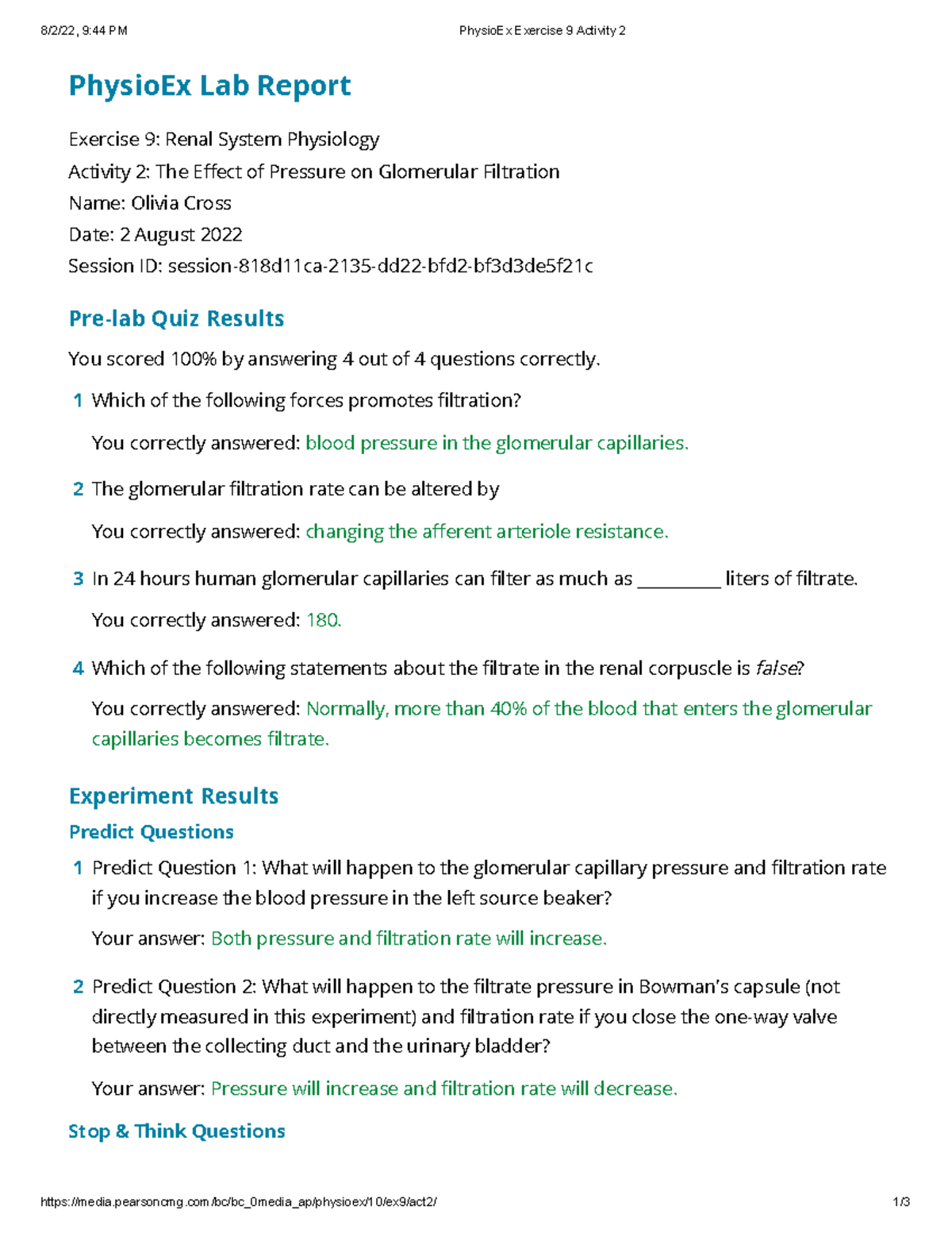 Physio Ex Exercise 9 Activity 2 Urinary - 8/2/22, 9:44 PM PhysioEx ...