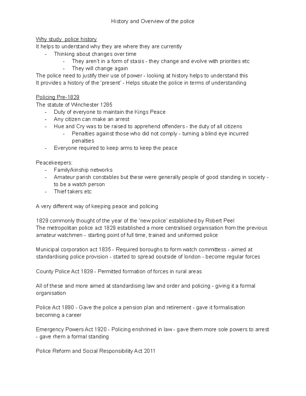 Crim 102 History and Overview of the police - Why study police history ...