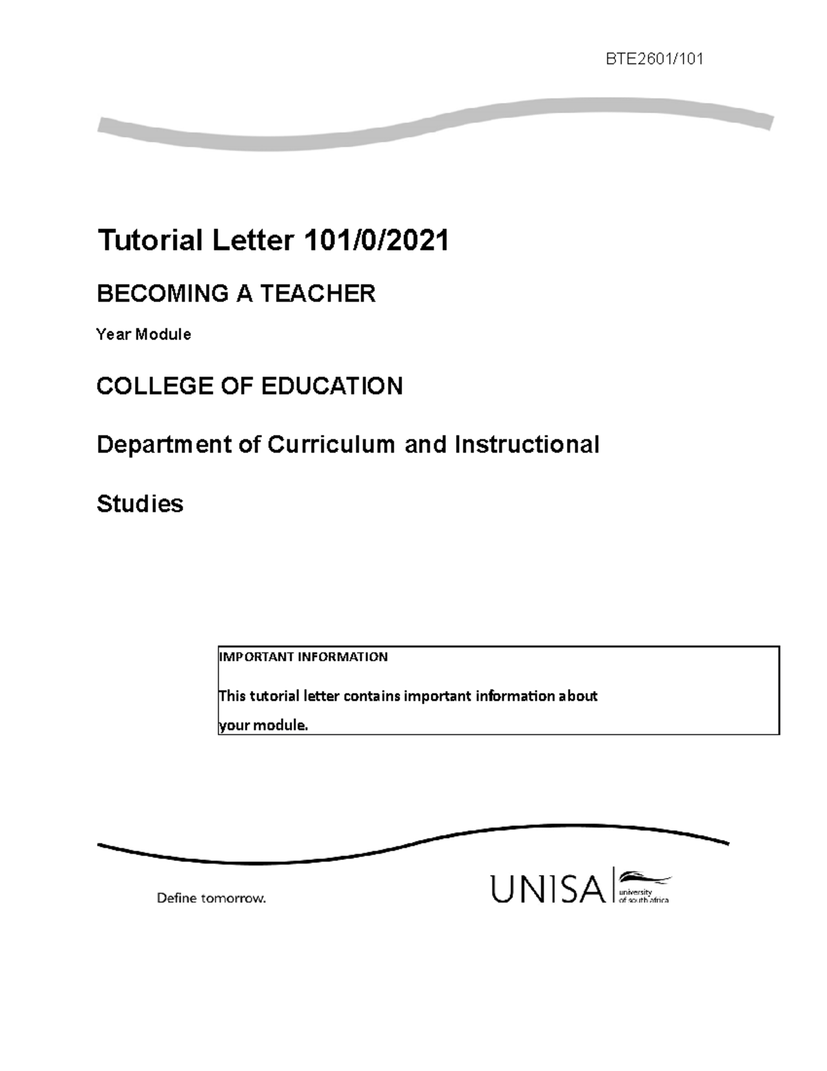 101 2021 0 bte1501 - BWE1501 - Unisa - Studocu