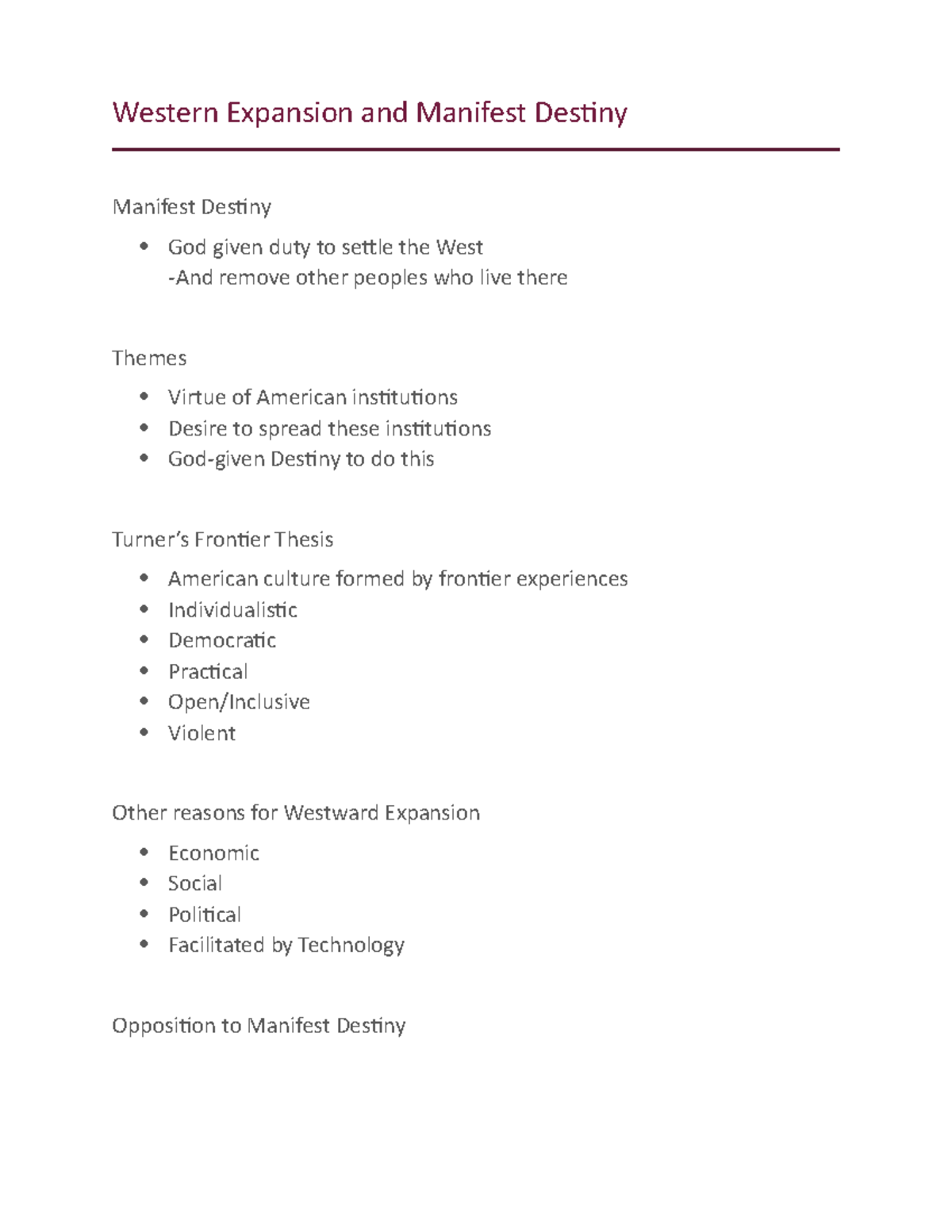 Western Expansion - Chris Wilhelm - Western Expansion and Manifest ...