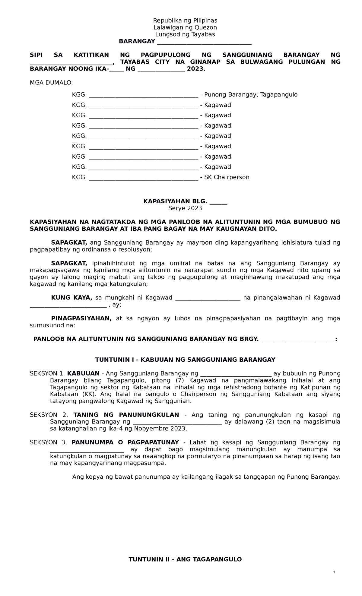 Sample- Internal- Rules-OF- Procedures SANG- Barangay-2 - Republika ng ...