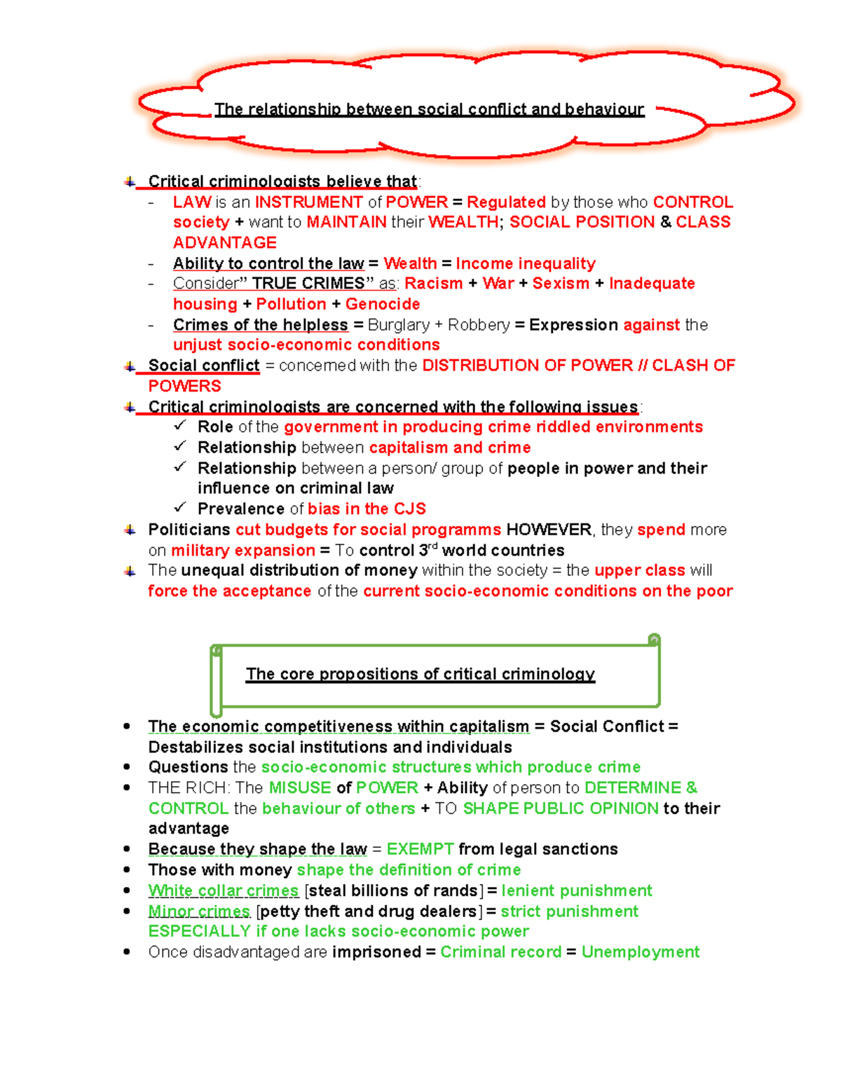 CRIM Sem. 2 Notes LU4 - The relationship between social conflict and ...