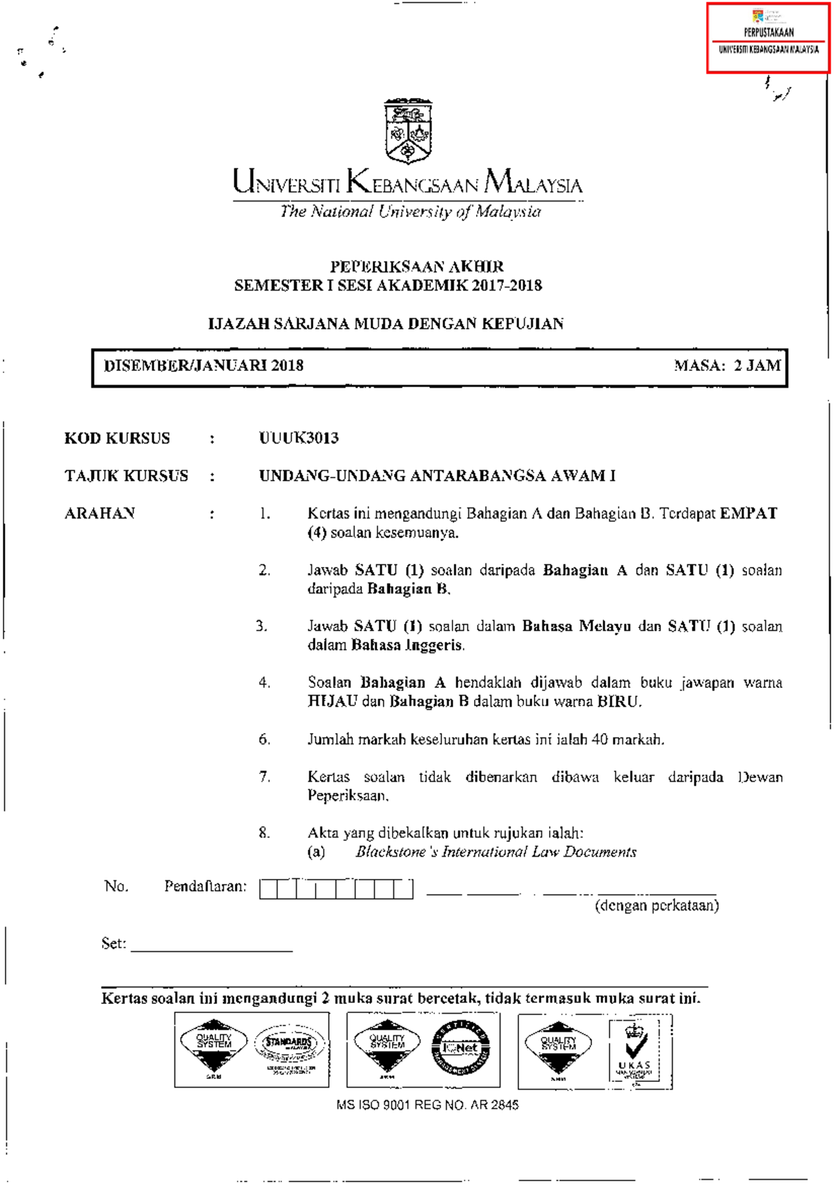 PIL 1718 - EXAMPLE FINAL EXAM PAPER PUBLIC INTERNATIONAL LAW - I ...