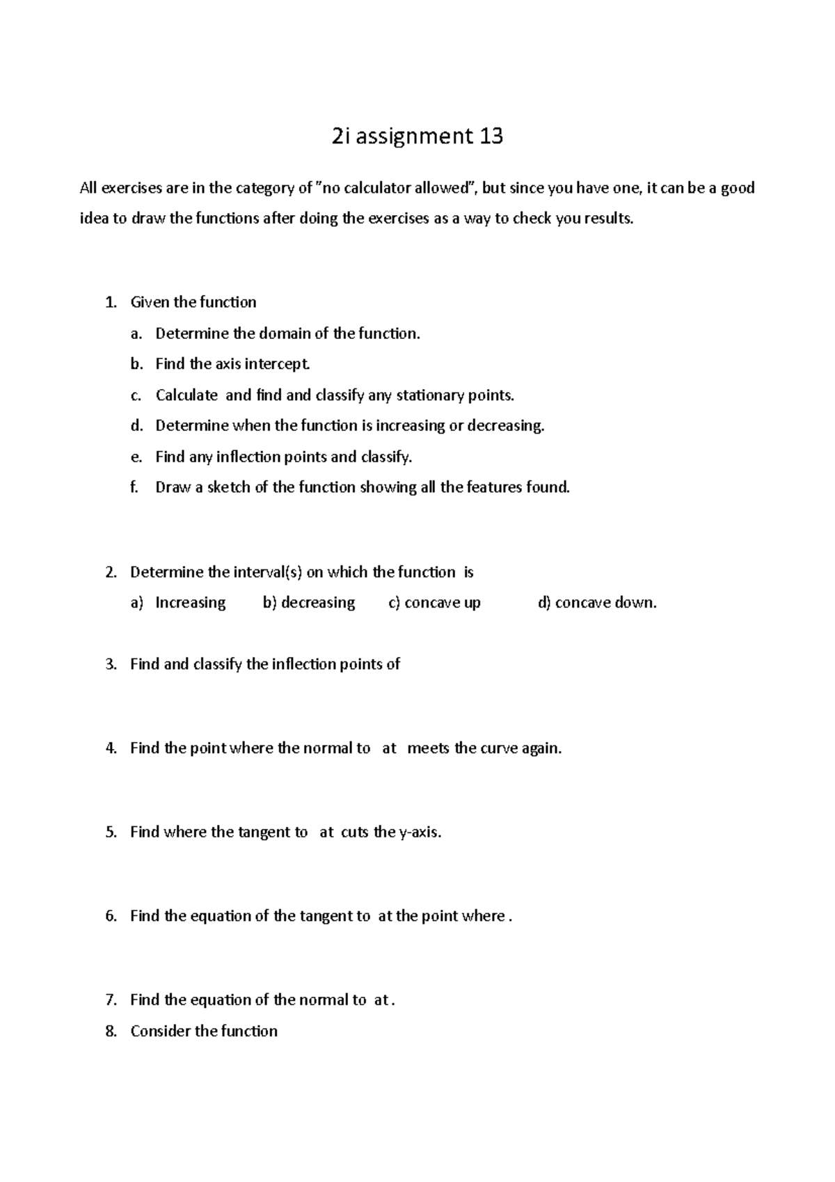 Assignment 13 - ................. - 2i assignment 13 All exercises are in the category of ”no ...