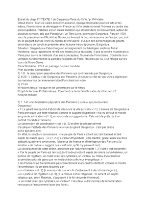 Gargantua chp 21 - TEXTE 21 - Analyse linéaire du texte 2: chapitre 21 ...