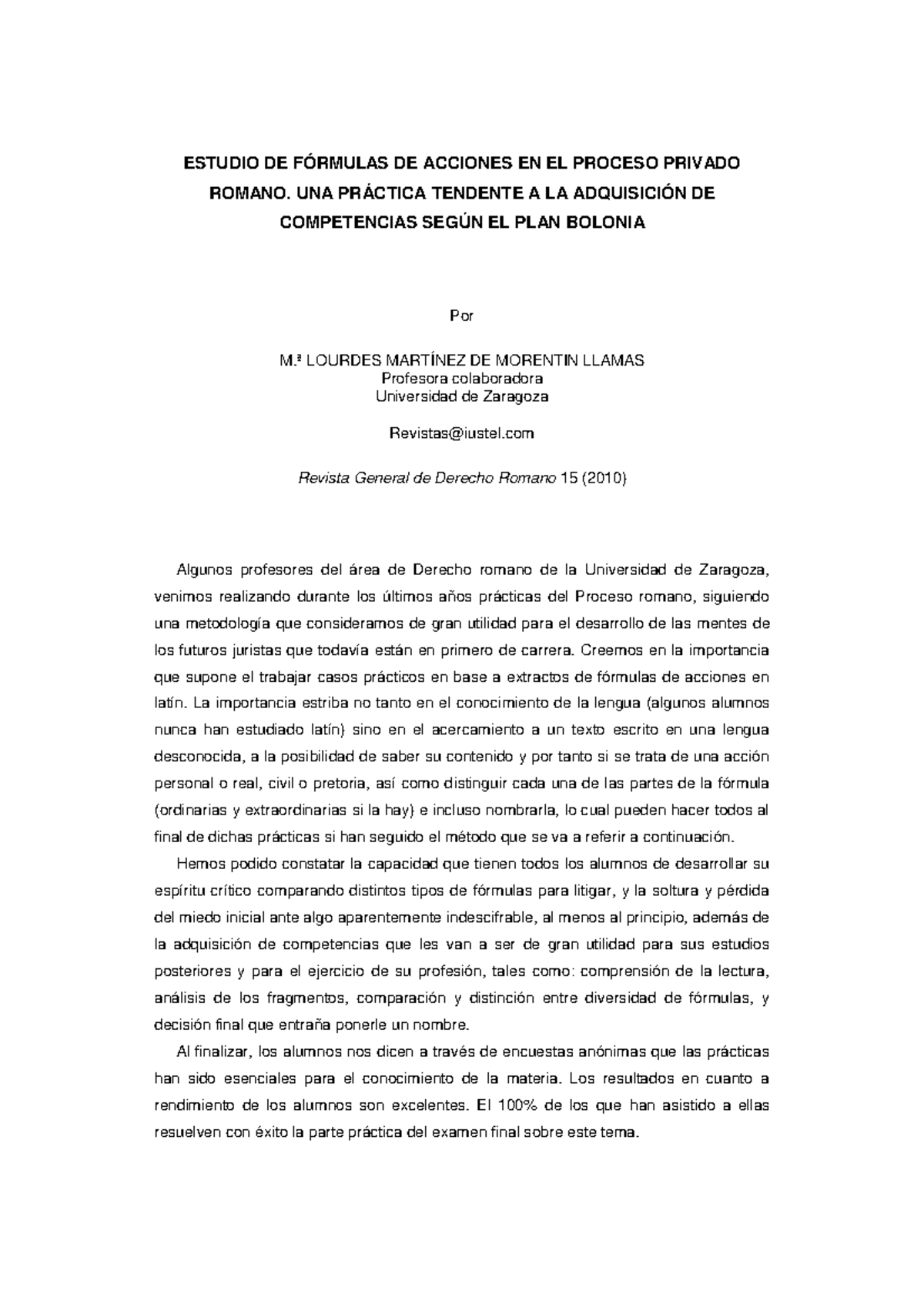 Estudio del procedimiento formulario - ESTUDIO DE FÓRMULAS DE ACCIONES ...