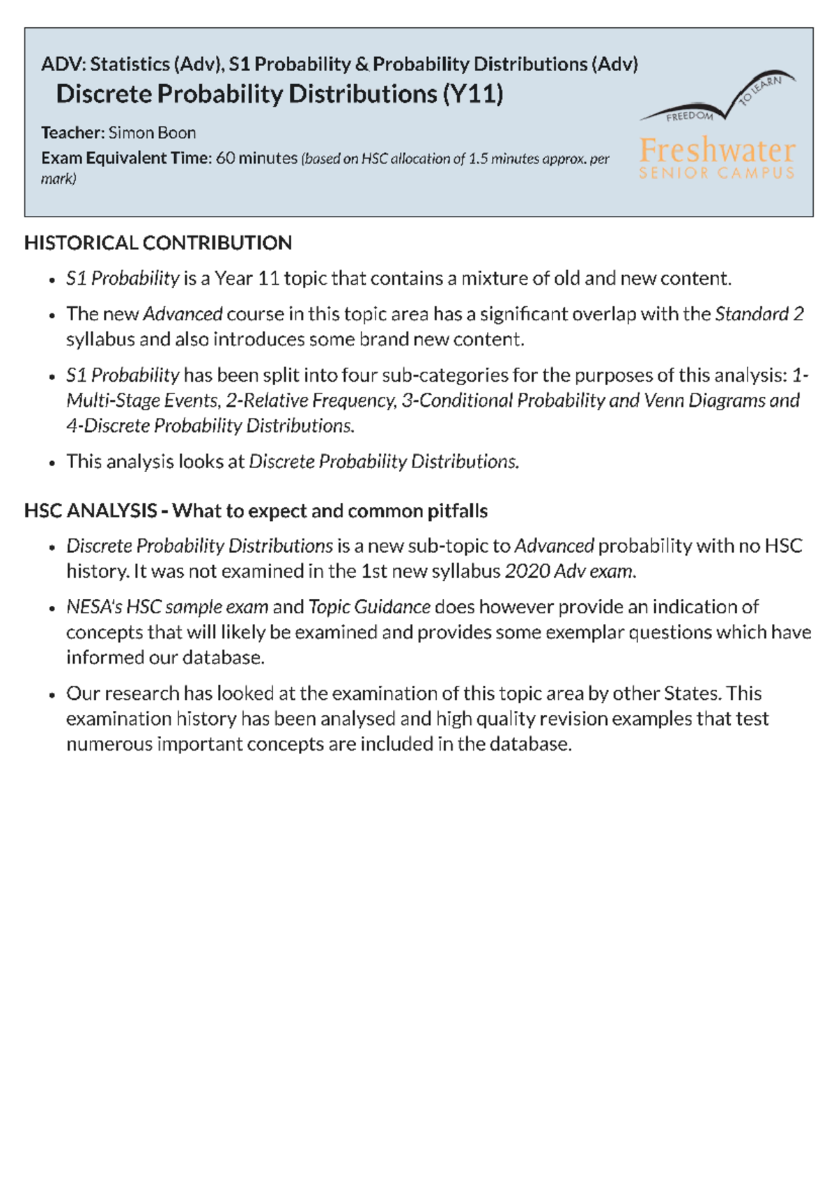 12 mathematics-advanced assessment-task-2 revision discrete-probability ...