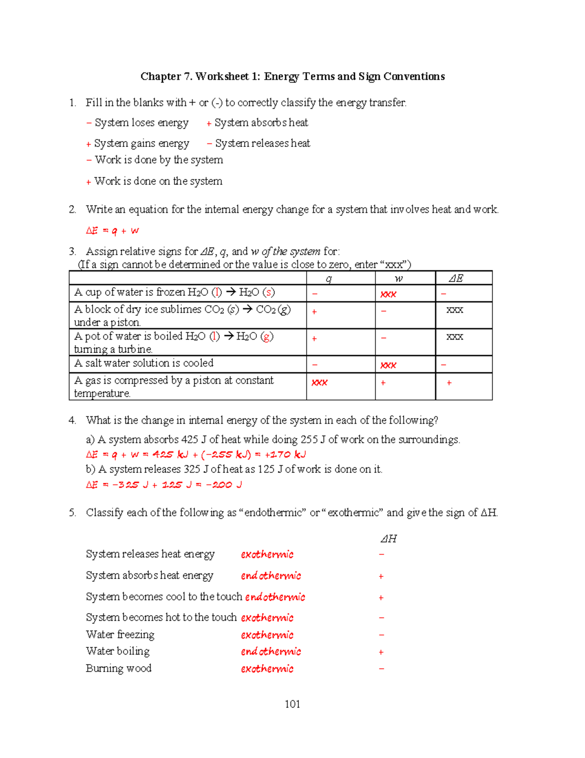 Chapter 07 Worksheet Worked - Chapter 7. Worksheet 1: Energy Terms and ...