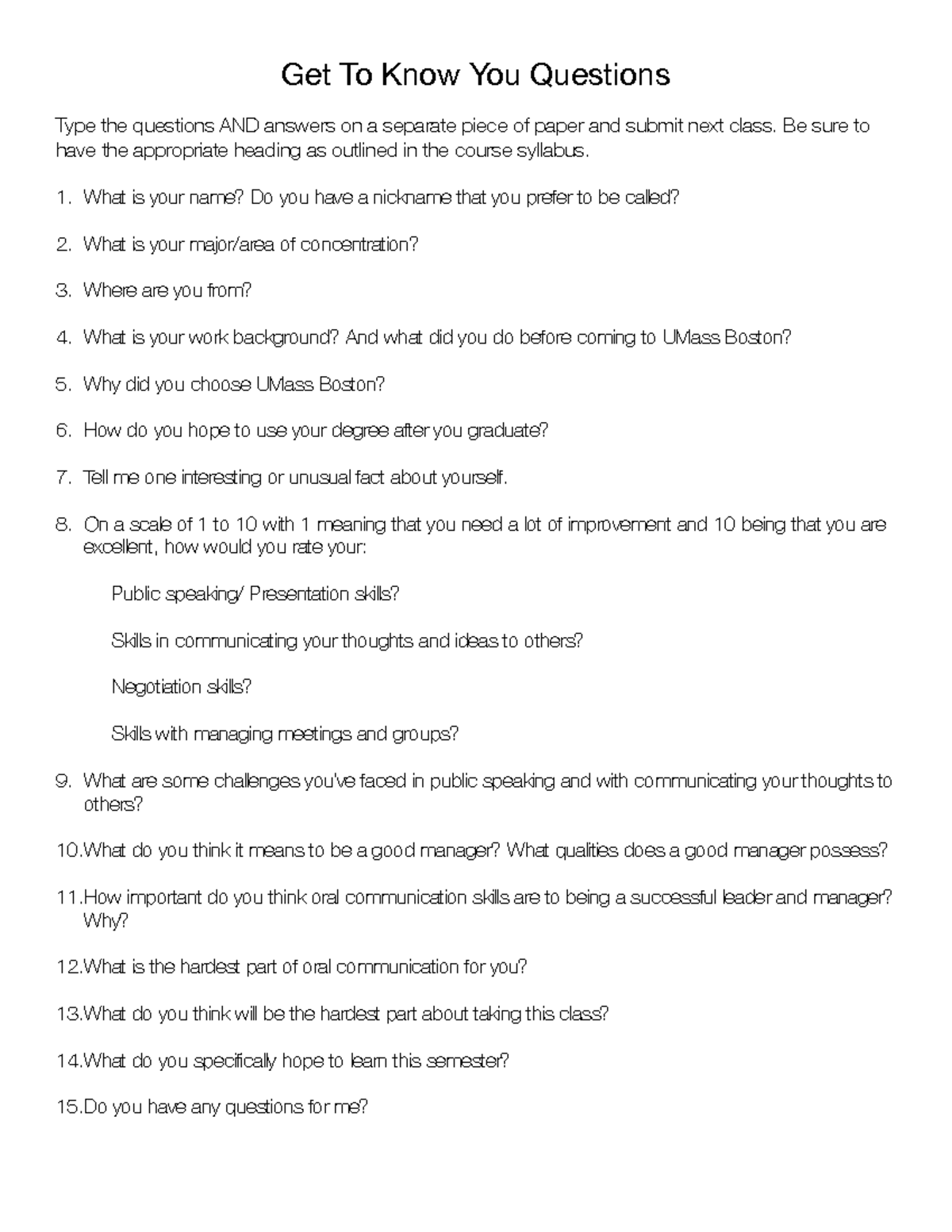 Nav Get to know you questions copy - Get To Know You Questions Type the ...