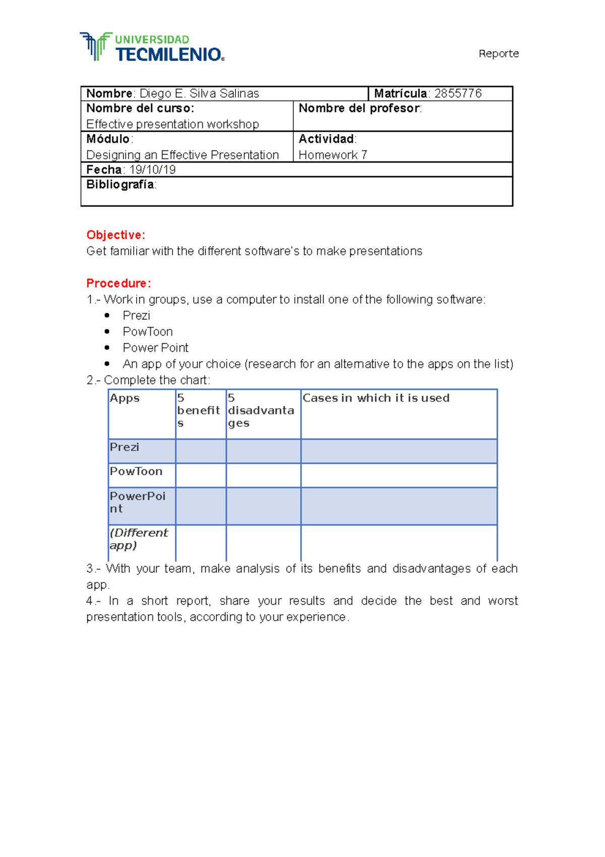 Activity 7 - Actividad terminada - Reporte Nombre : Diego E. Silva ...