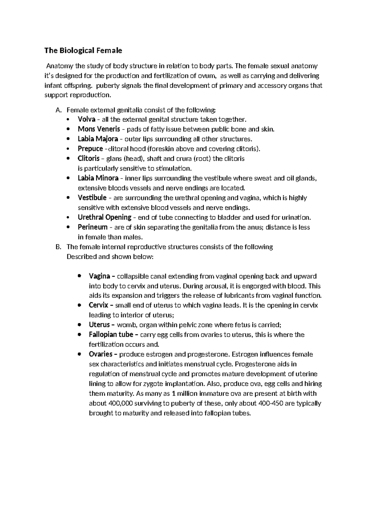 Gender and Society files - The Biological Female Anatomy the study of ...