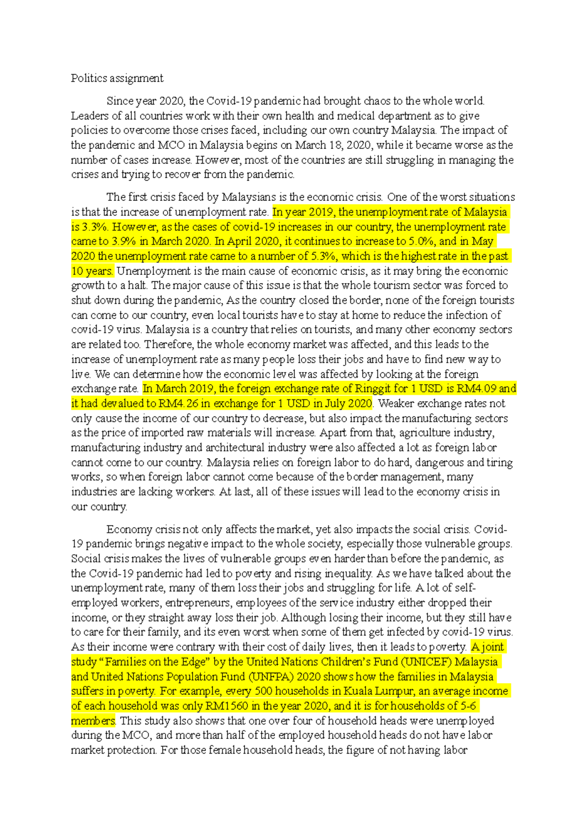 Politics assignment - none - Politics assignment Since year 2020, the ...