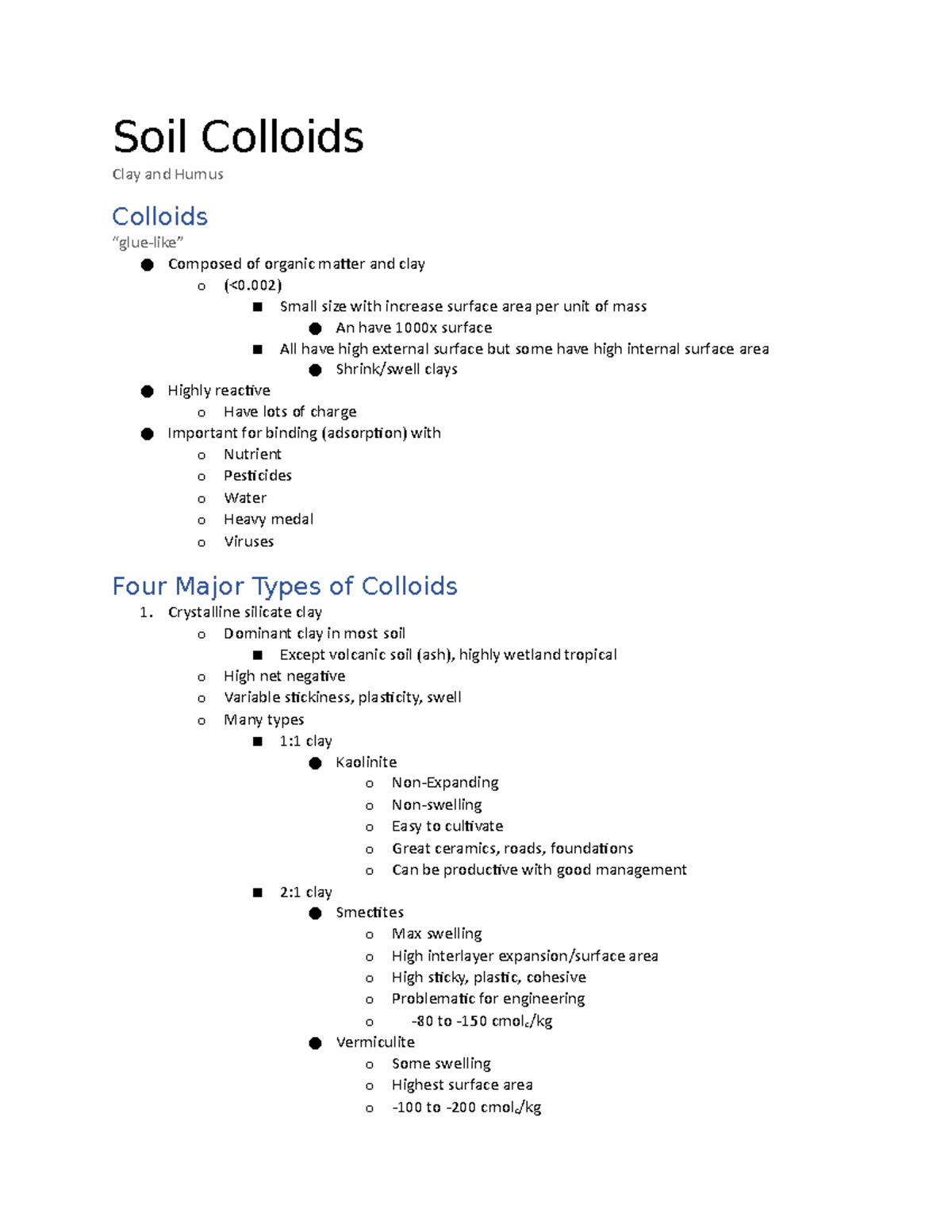 Soil Colloids - Nate Sweson - Soil Colloids Clay and Humus Colloids ...