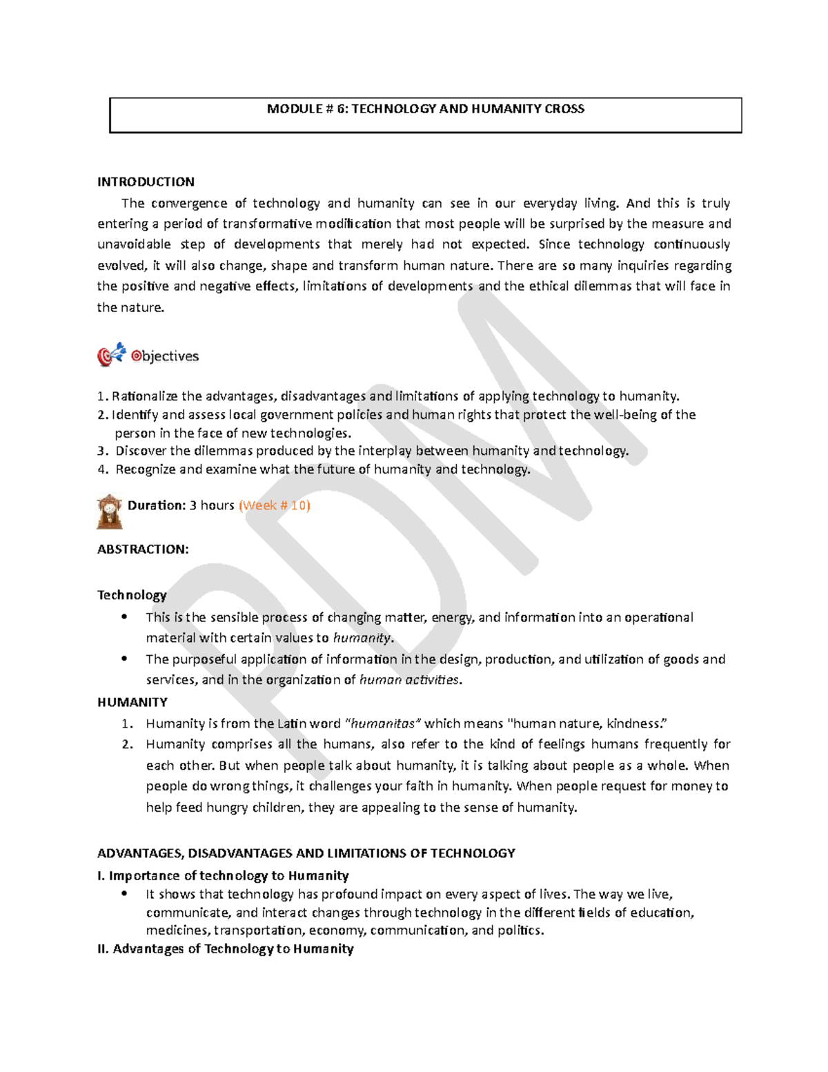 Technology and Humanity Cross - MODULE # 6: TECHNOLOGY AND HUMANITY ...