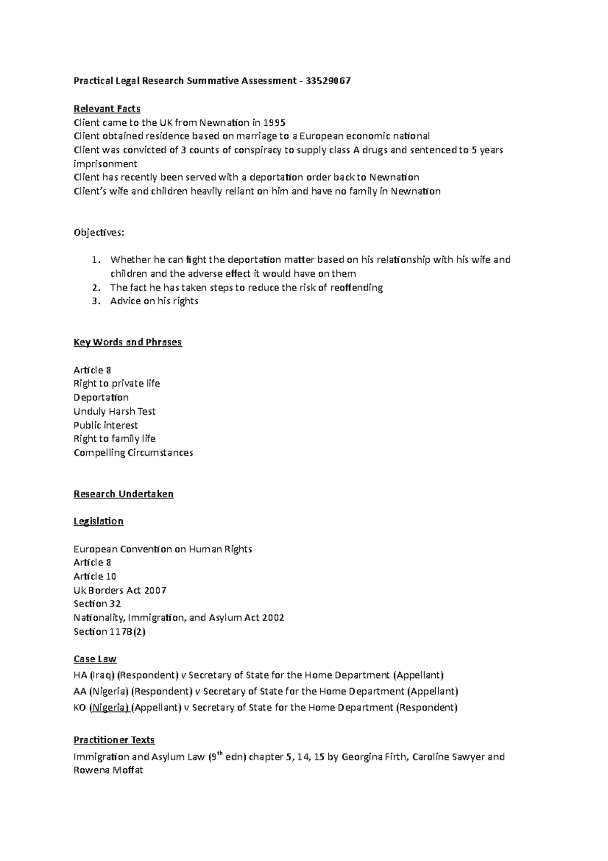 PLR Summative - work - Practical Legal Research Summative Assessment ...